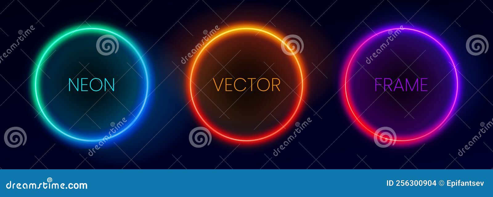 Set of Glowing Neon Frames. Collection of Round Neon Borders Stock ...