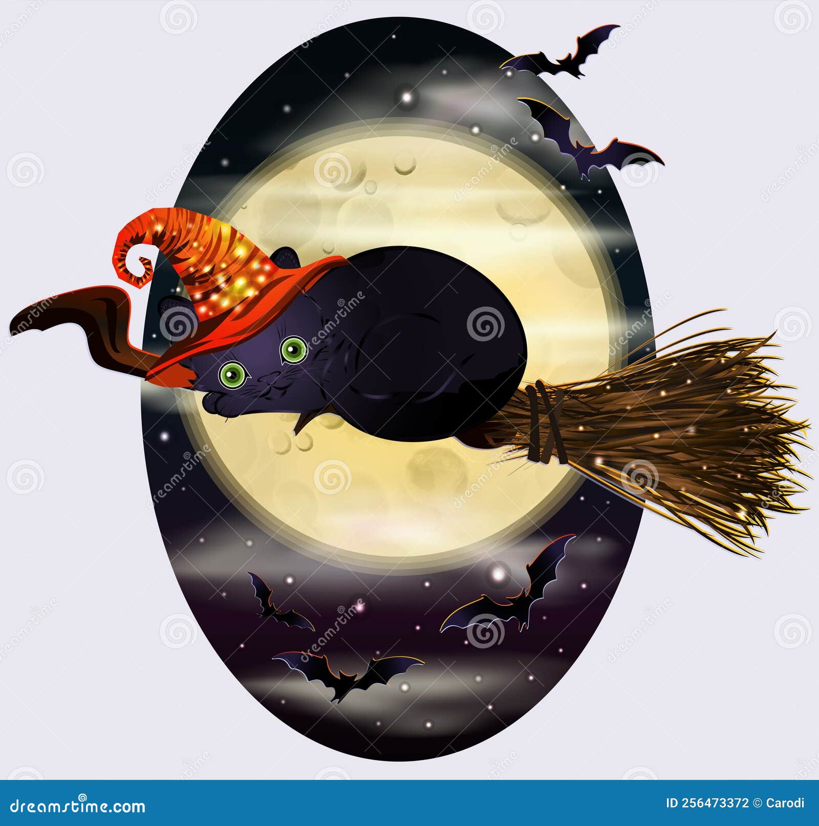 Happy Halloween Vip Card, Black Cat and Moon, Vector Stock Vector ...