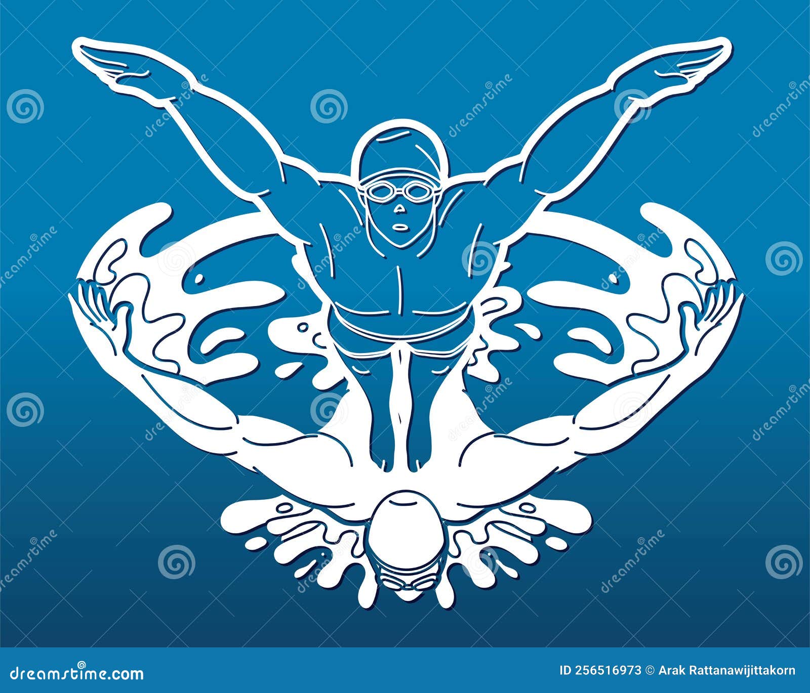 People Swimming Together Group of Swimmer Action Cartoon Sport Graphic ...