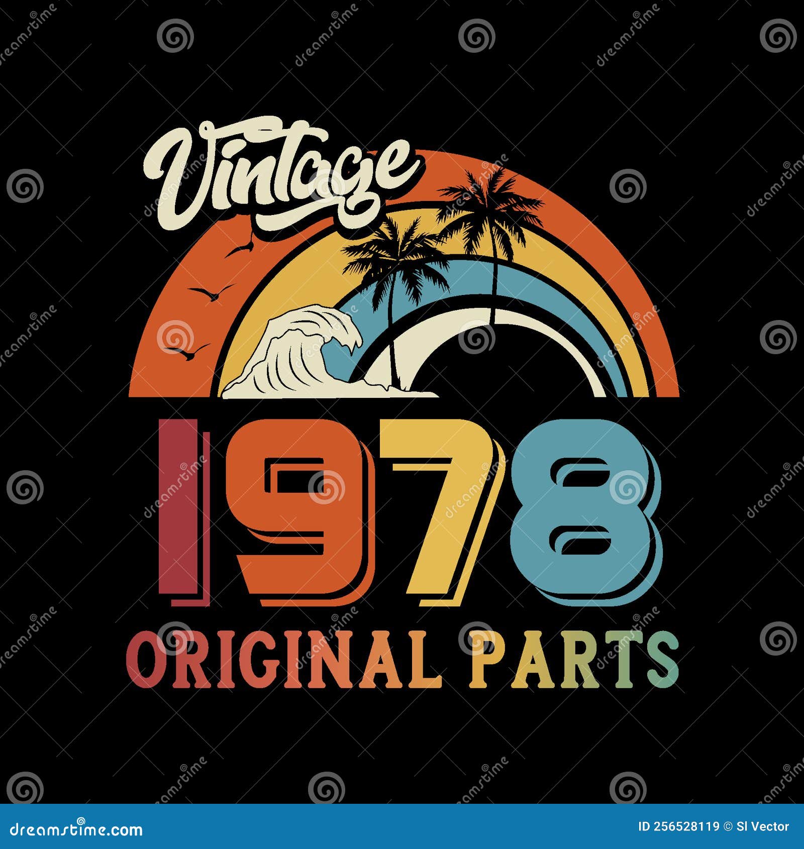 1978 Vintage Retro Design Vector Black Background Vector Gaphic Stock ...