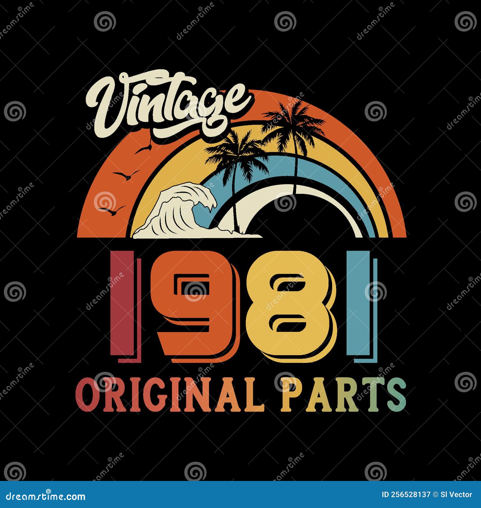 1981 Vintage Retro Design Vector Black Background Vector Gaphic Stock ...