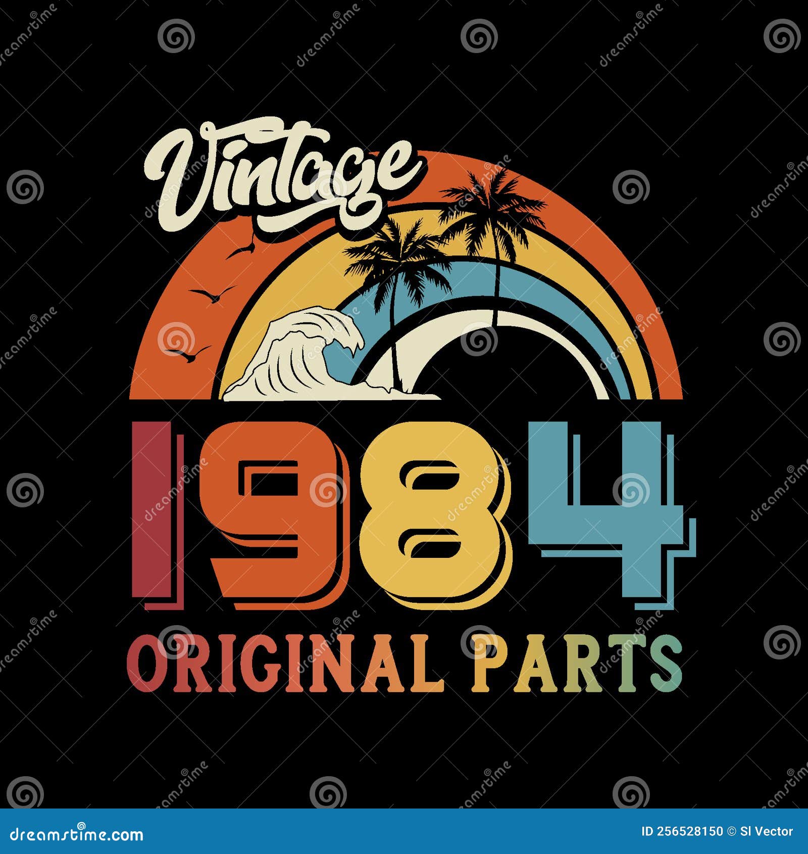 1984 Vintage Retro Design Vector Black Background Vector Gaphic Stock ...