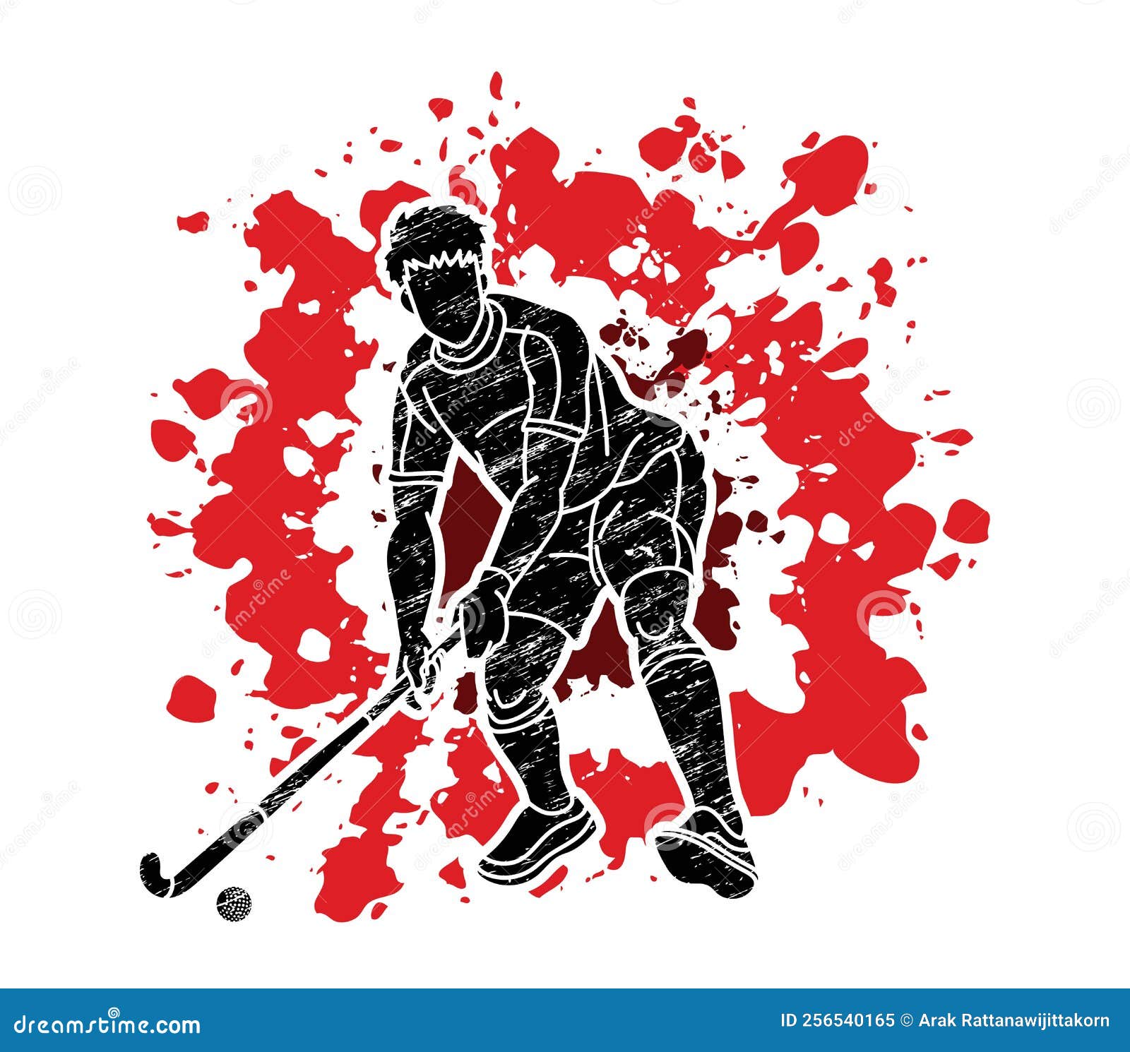 Field Hockey Sport Male Player Action Cartoon Graphic Vector Stock ...