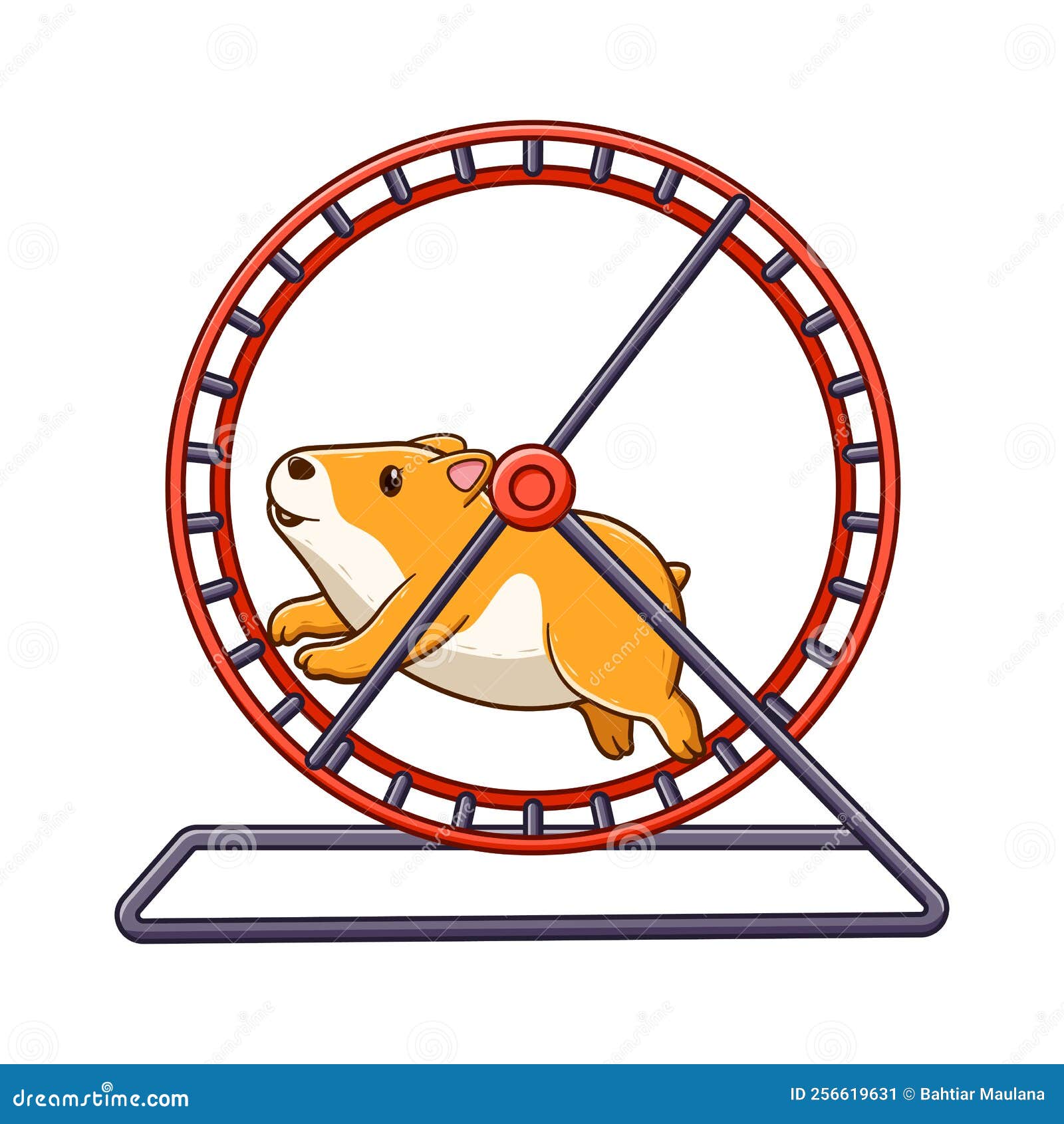 Cute Hamster Running on the Whells Cartoon, Animal Icon Concept. Flat ...