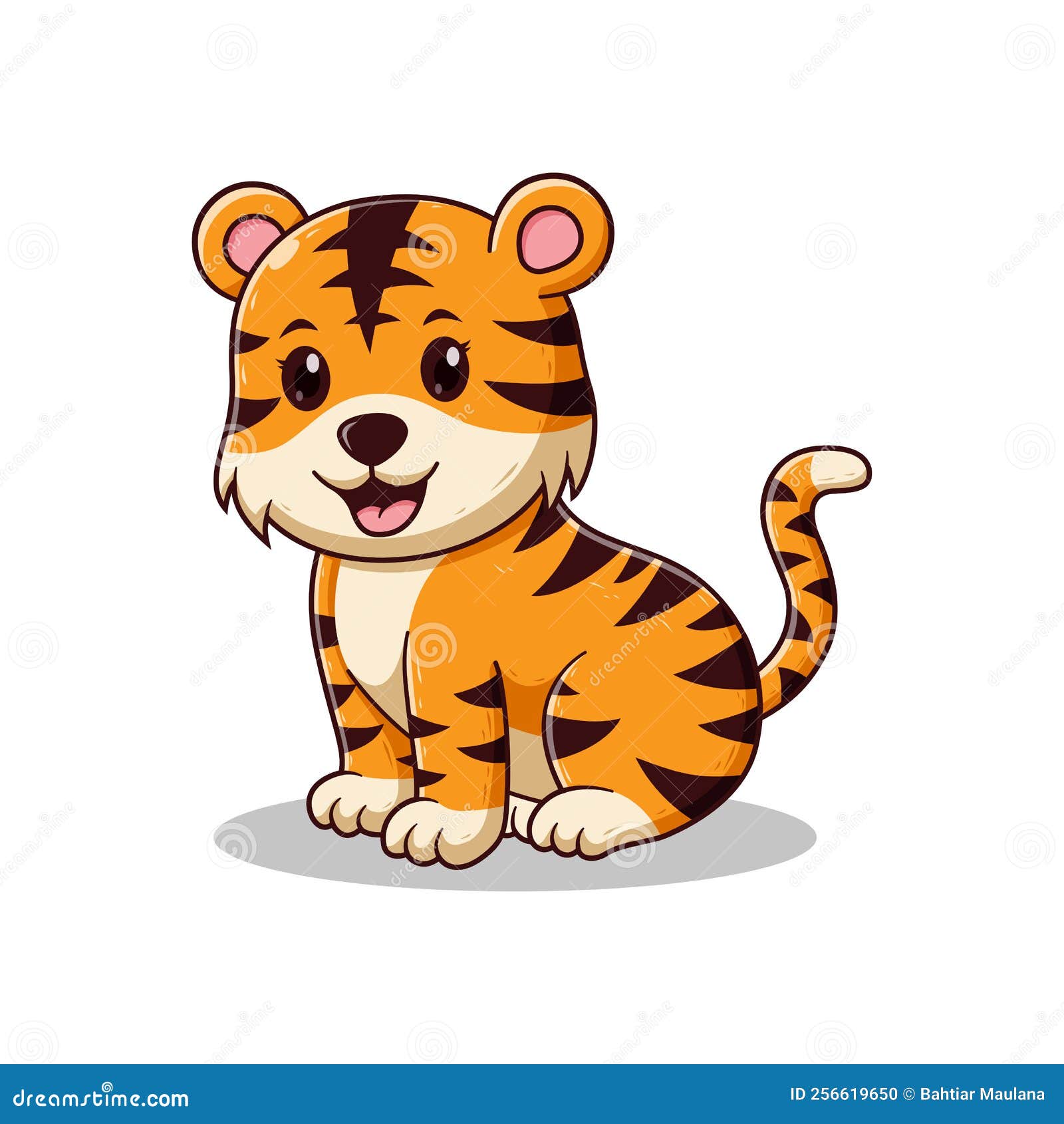 Cute Tiger Sitting Cartoon. Animal Icon Concept. Flat Cartoon Style ...