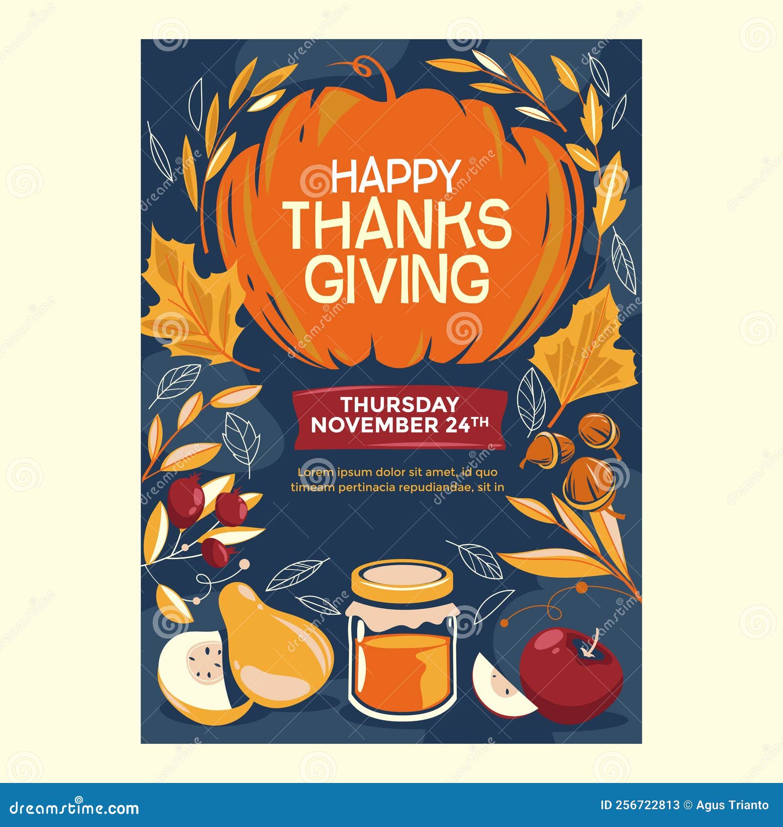 Happy Thanksgiving Flyer or Poster Concept Stock Vector - Illustration ...