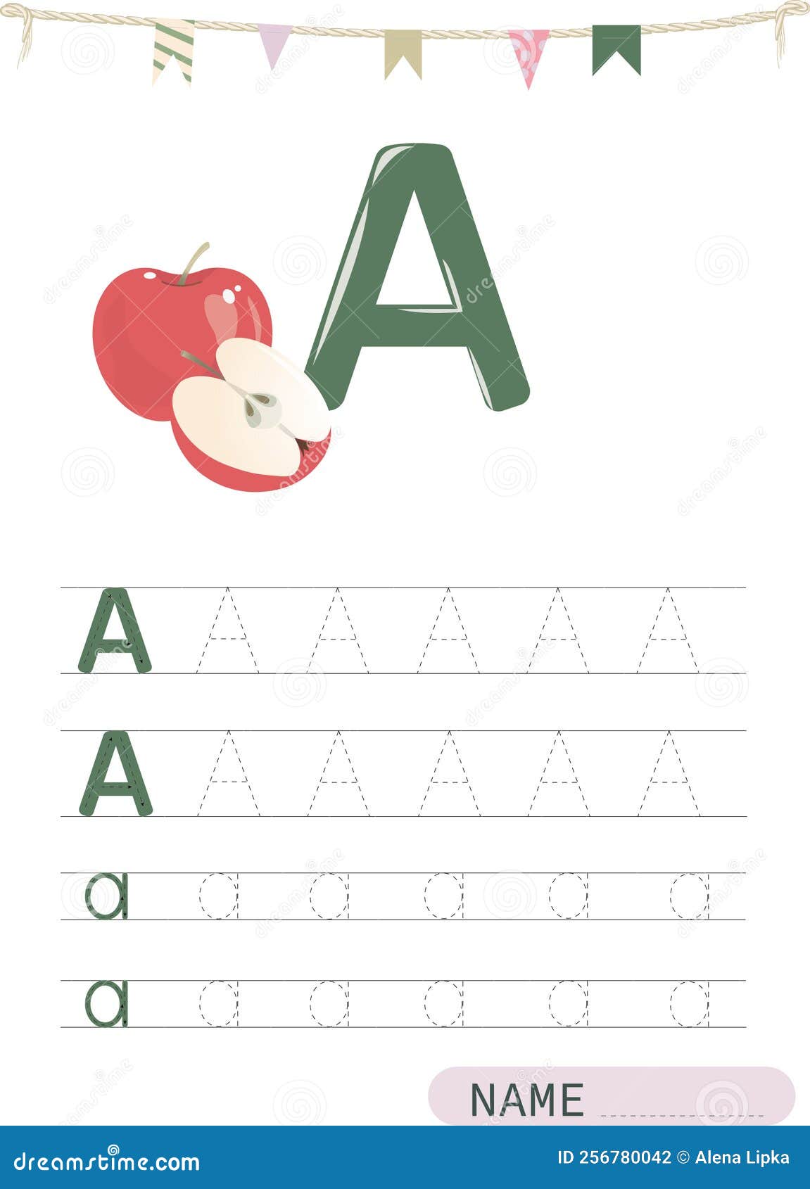 Alphabet Worksheet. Letter a. Handwriting Workbook for Children Stock ...