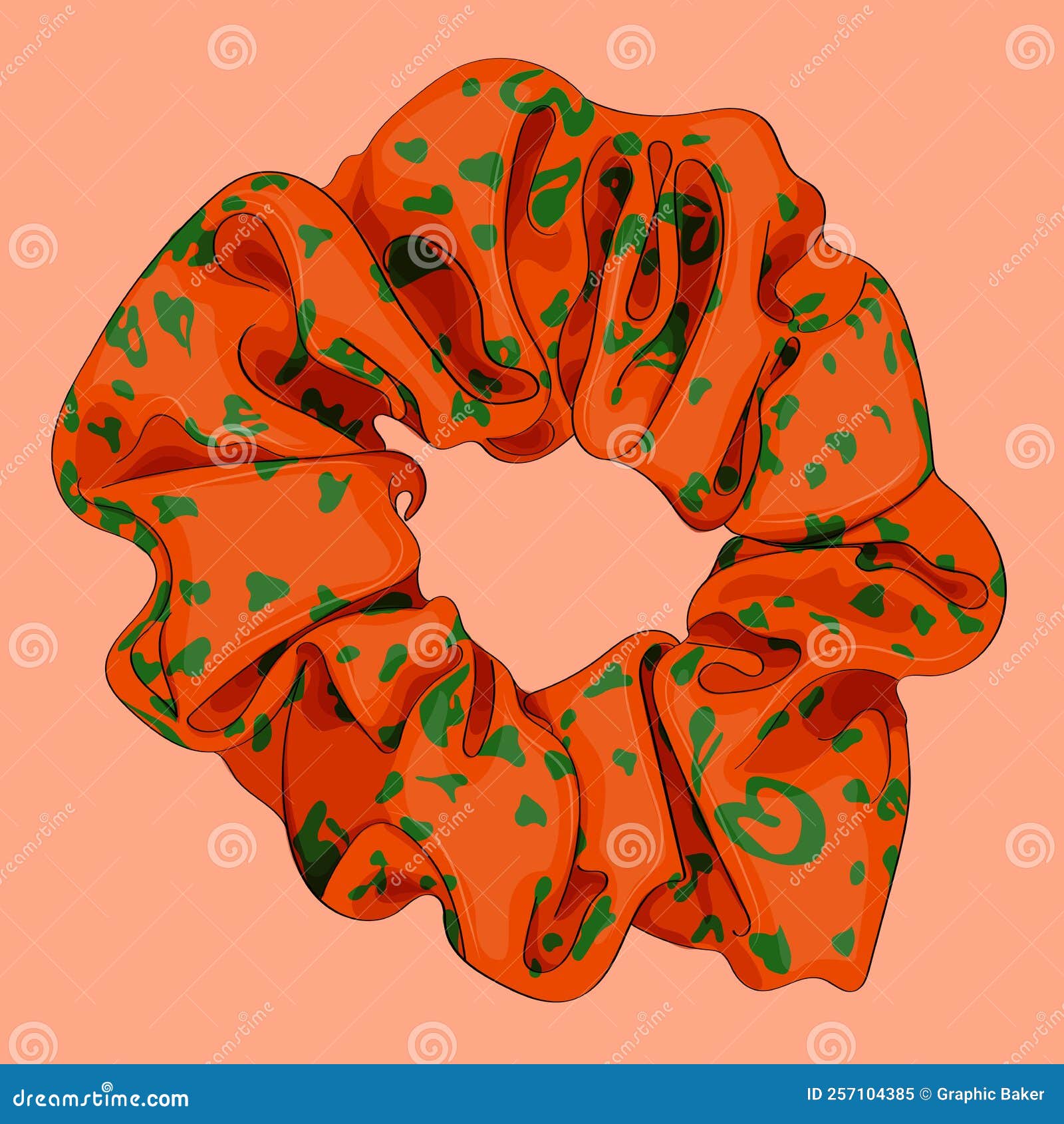 Cute Orange with Green Texture Scrunchie. Stock Vector - Illustration ...