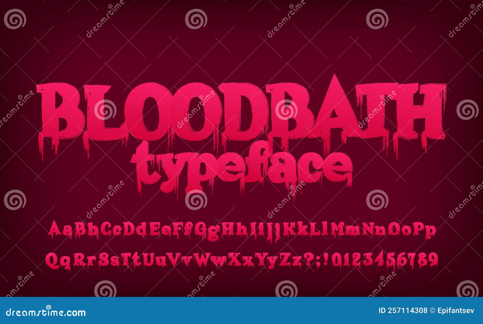 Bloodbath Alphabet Font. Hand Drawn Blood Letters and Numbers Stock ...