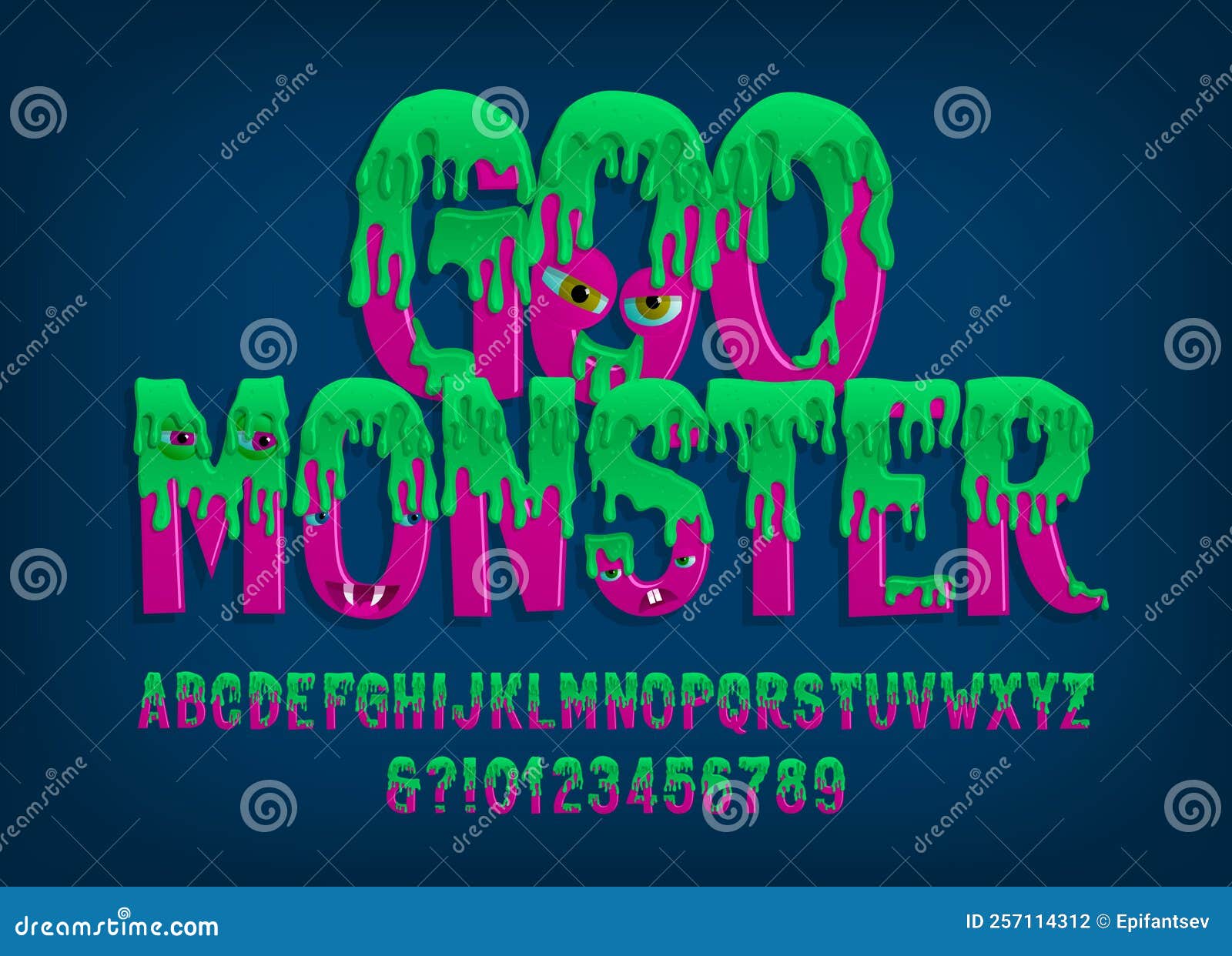 Goo Alphabet Font. Funny Cartoon Letters and Numbers Stock Vector ...