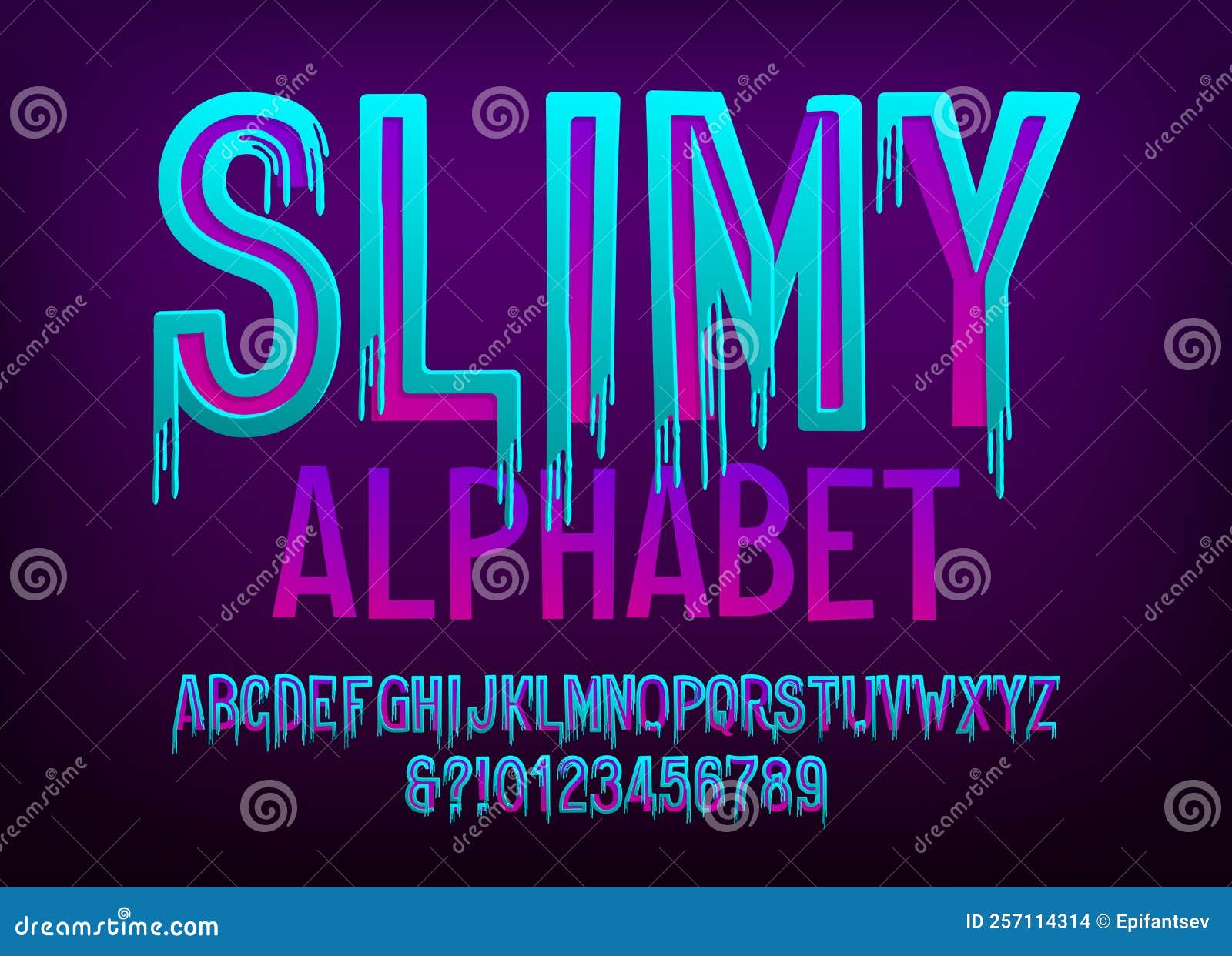 Slimy Alphabet Font. Hand Drawn Letters And Numbers. Vector ...