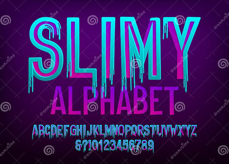 Slimy Alphabet Font. Hand Drawn Letters and Numbers Stock Vector ...