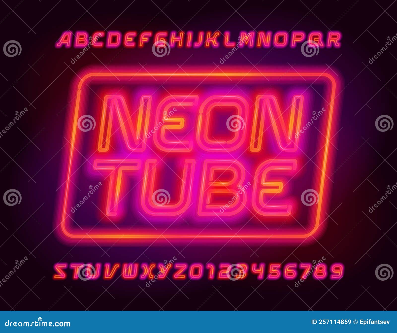 Neon Tube Alphabet Font. Colorful Neon Letters and Numbers Stock Vector ...