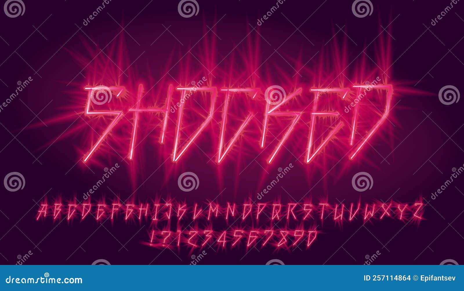 Voltaic Alphabet Font. Electric Script Letters, Numbers And Punctuation ...