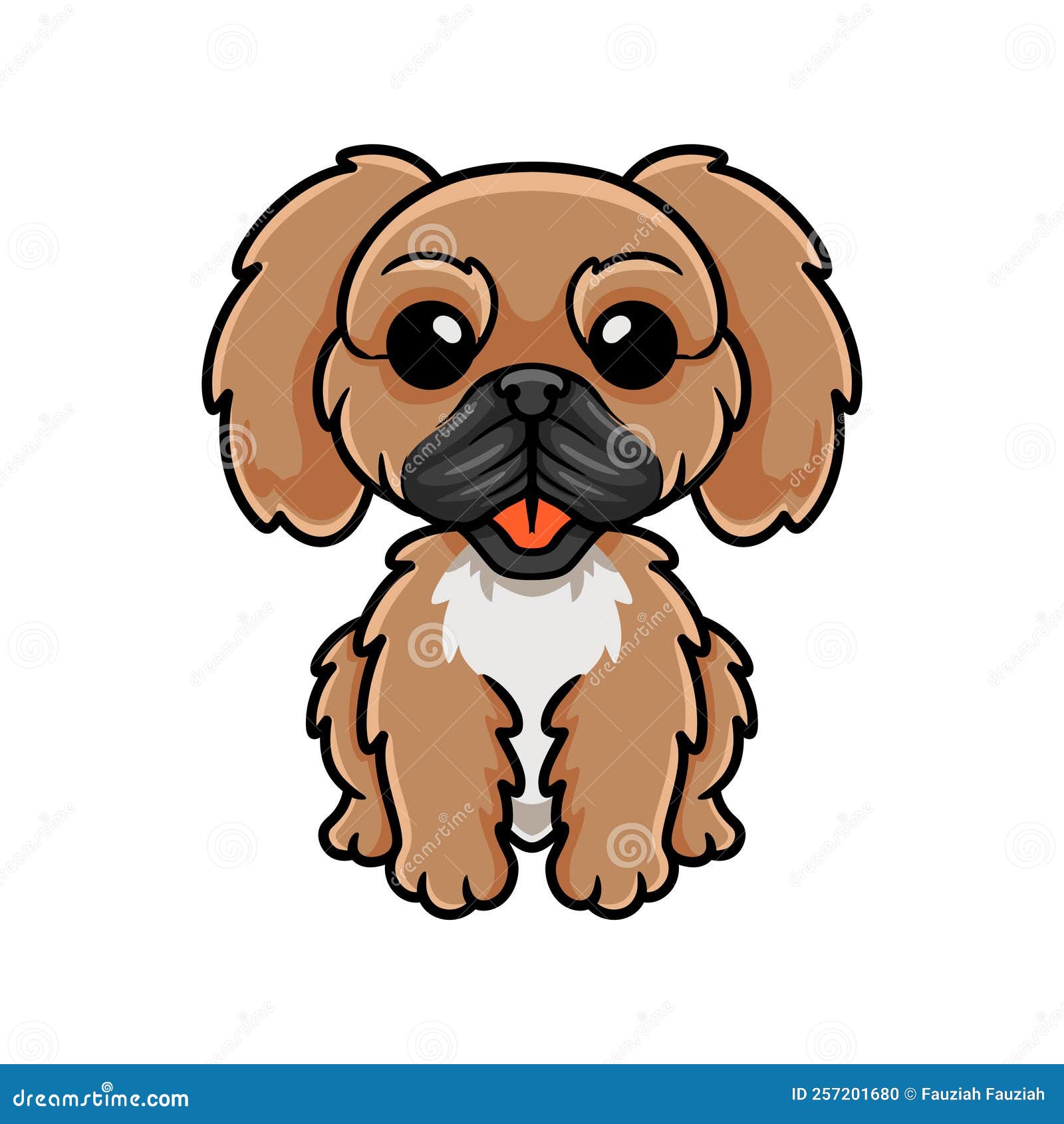 Cute Little Pekingese Dog Cartoon Vector Illustration | CartoonDealer ...