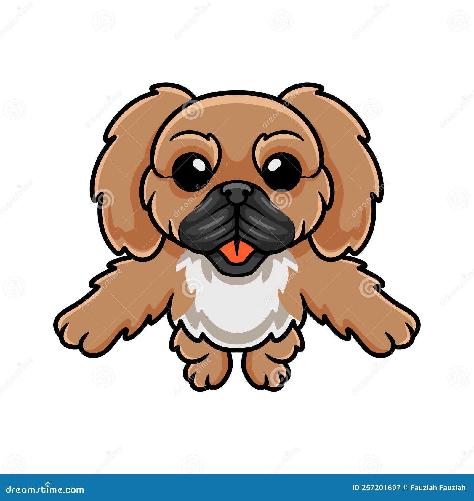 Cute Little Pekingese Dog Cartoon Stock Vector - Illustration of doggy ...