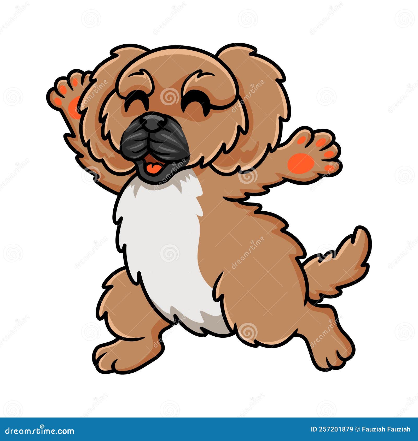 Cute Little Pekingese Dog Cartoon Walking Stock Vector - Illustration ...