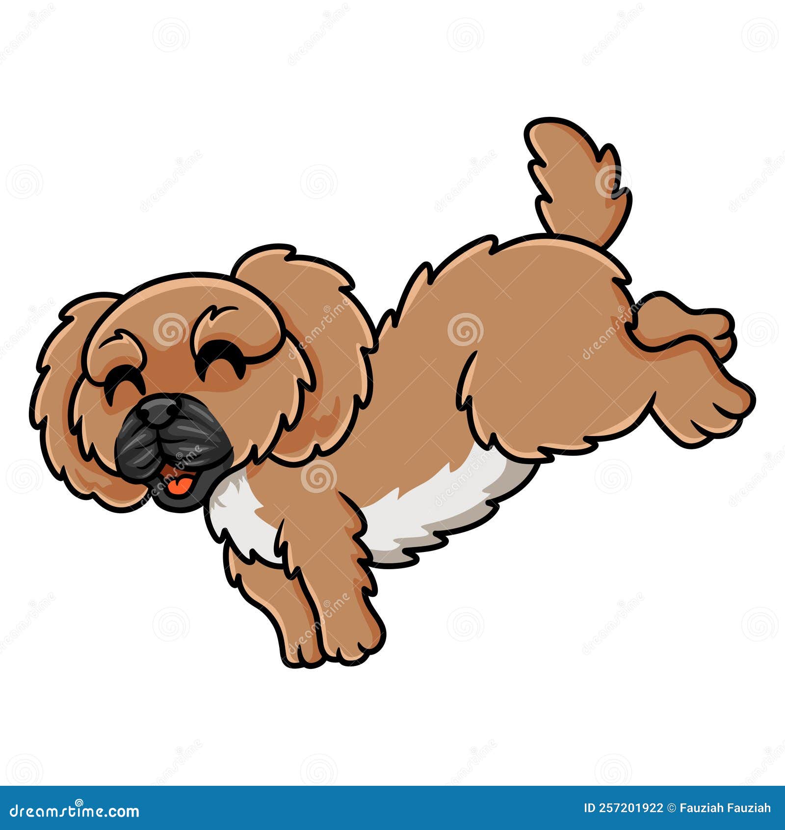 Cute Little Pekingese Dog Cartoon Stock Vector - Illustration of happy ...