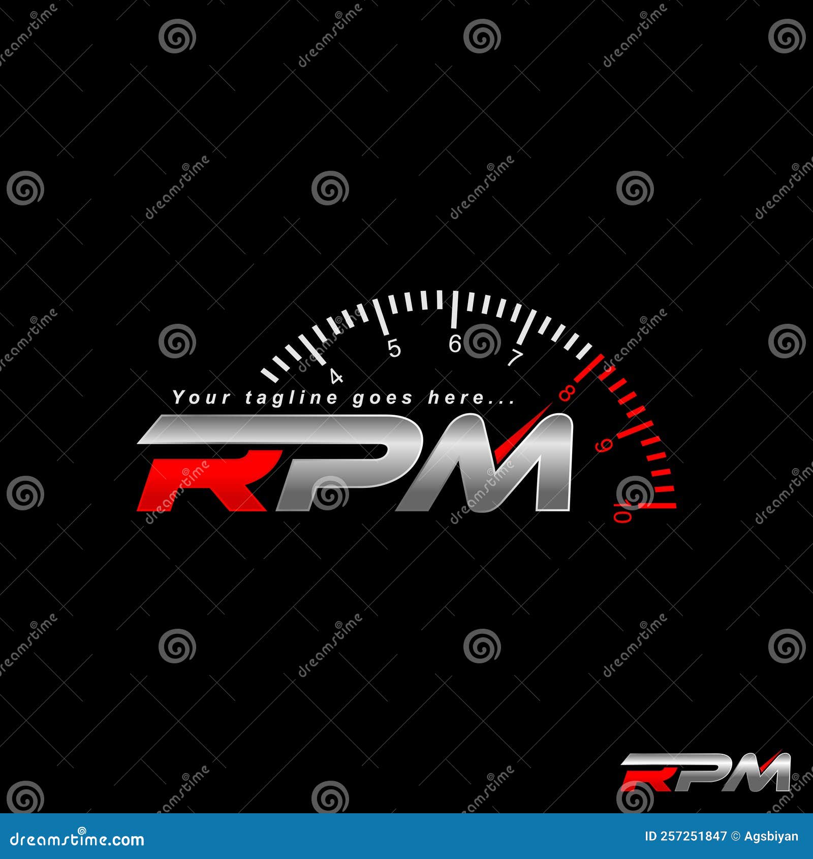 Unique Letter or Word RPM Italic Font with Speedometer Image Graphic ...