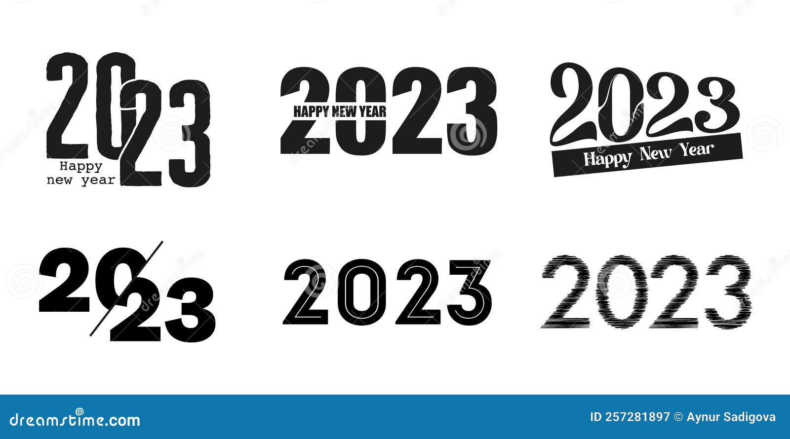 Big Set of 2023 Happy New Year Logo Text Design. 2023 Number Design ...