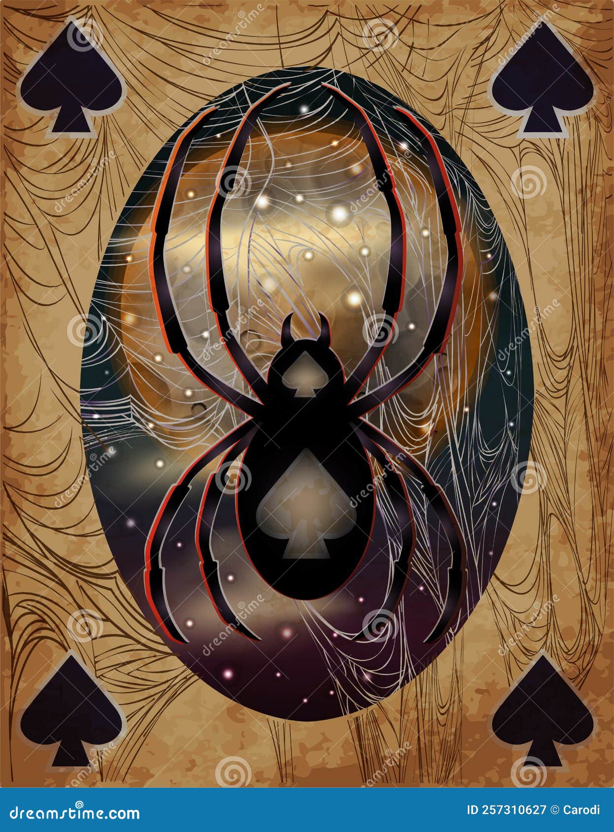 Casino Halloween Poker Vip Card, Full Moon and Spider Spade Stock ...