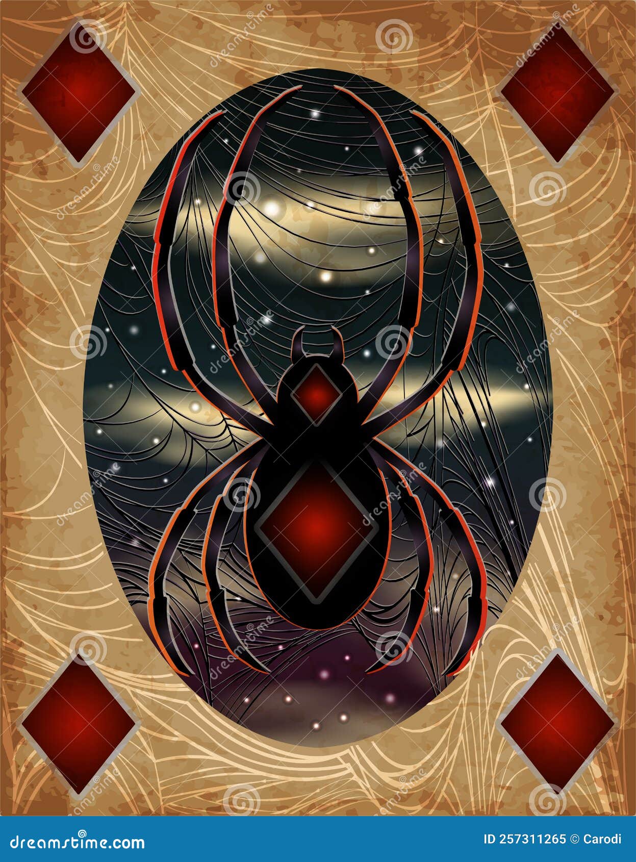 Casino Halloween Poker Card, Spider Diamonds Stock Vector ...