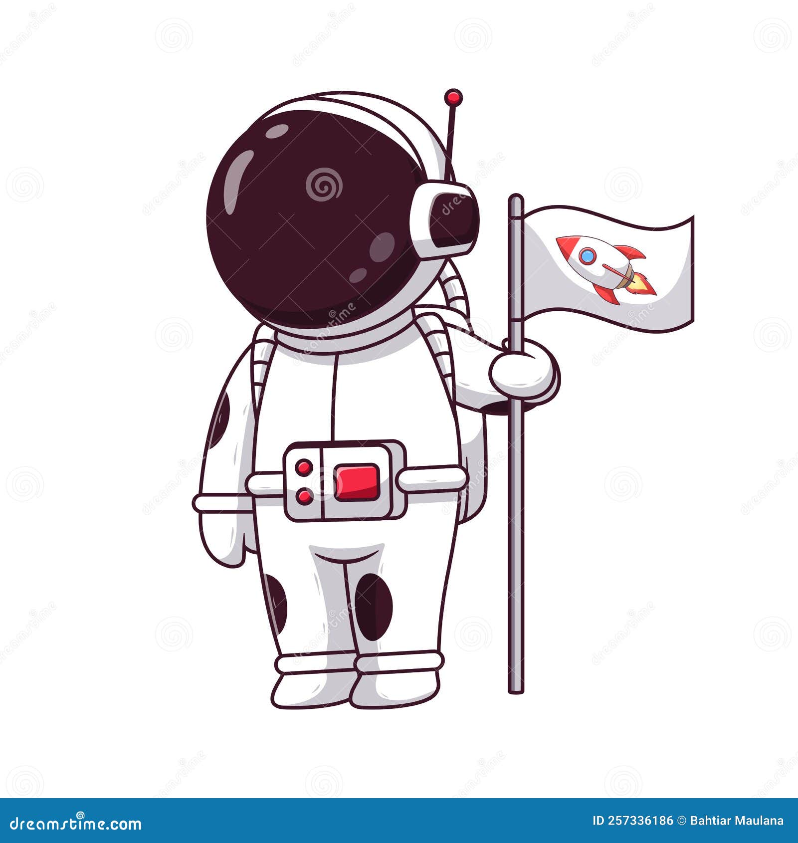 Cute Astronaut Holding a Rocket Flag. Astronaut Icon Concept. Flat ...