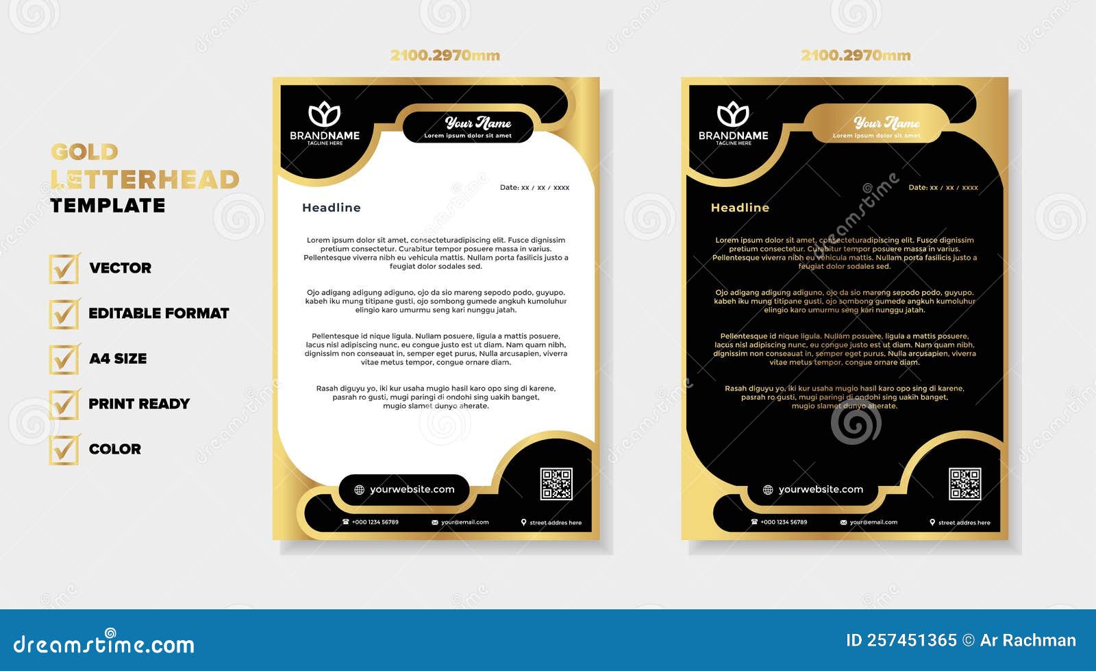 Golden Letterhead Design Template for Stationary for Business ...
