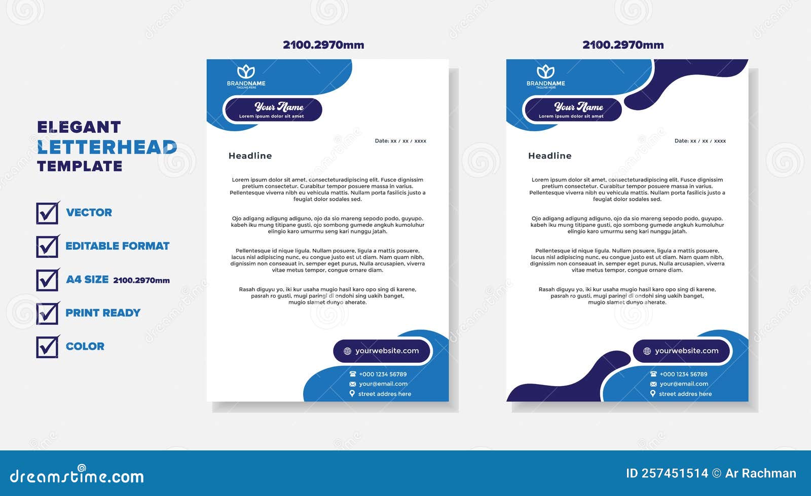 Modern Letterhead Template for Stationary Design for Business ...