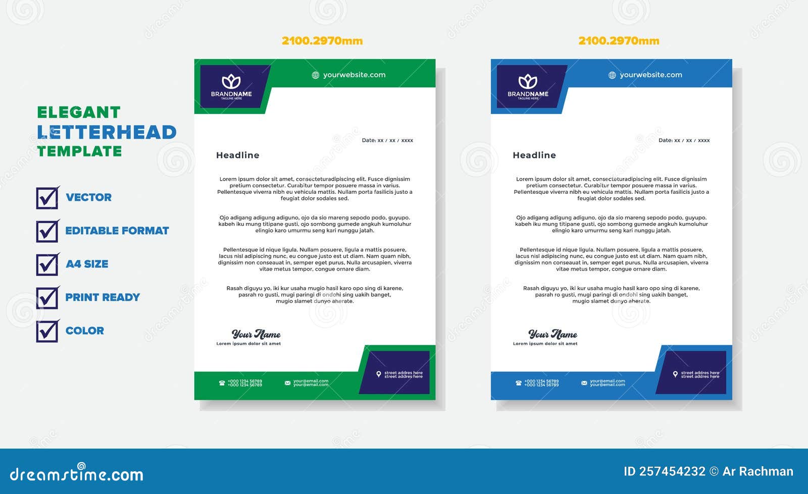 Modern Letterhead Template for Stationary Design for Business ...