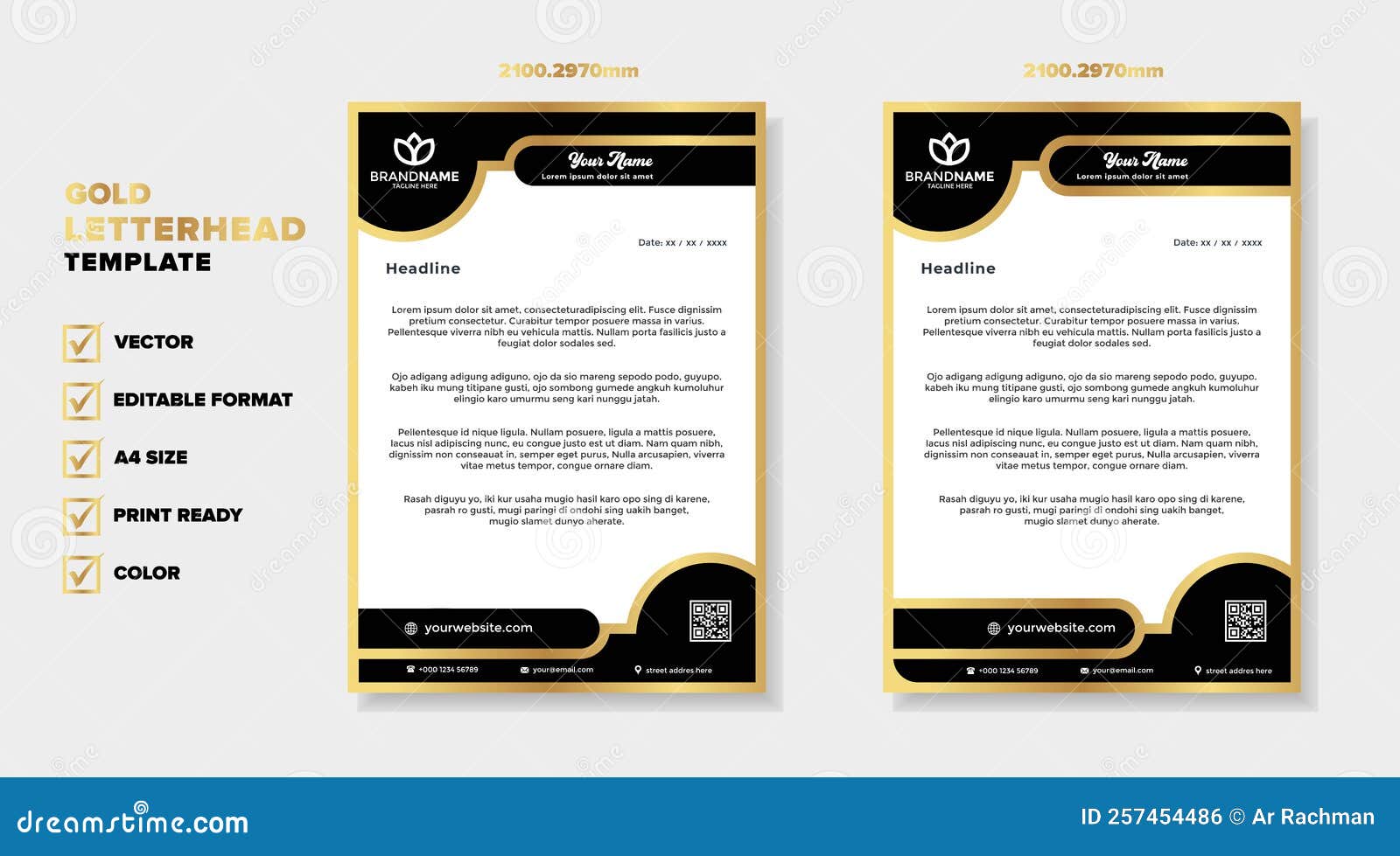 Golden Letterhead Design Template for Stationary for Business ...