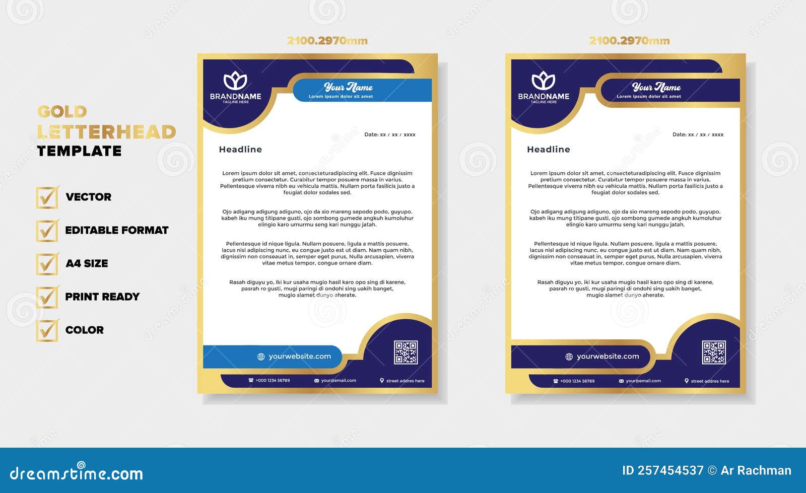 Golden Letterhead Design Template for Stationary for Business ...
