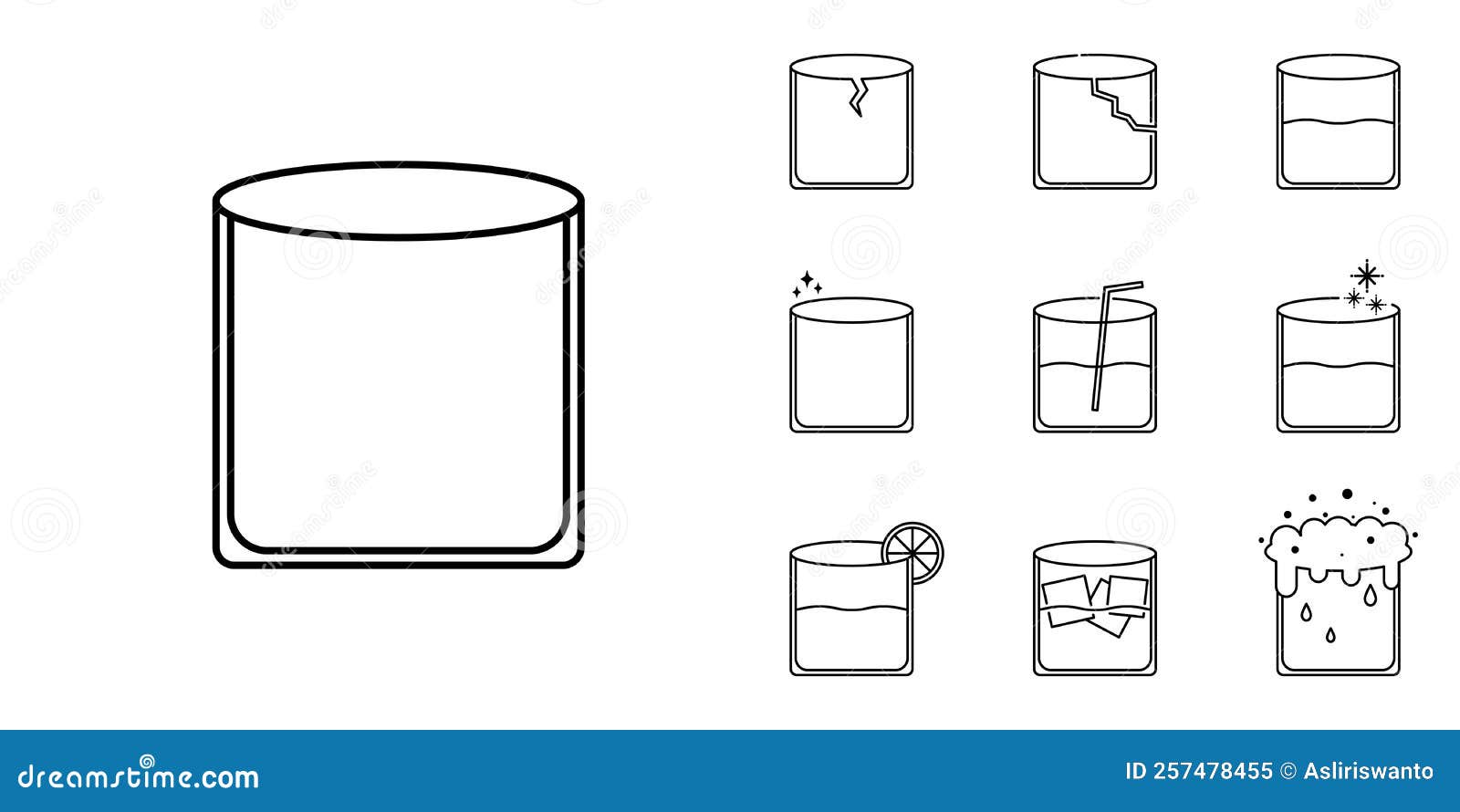 Ten Sets of Rock Glass Line Icons. Simple, Line, Silhouette and Clean ...