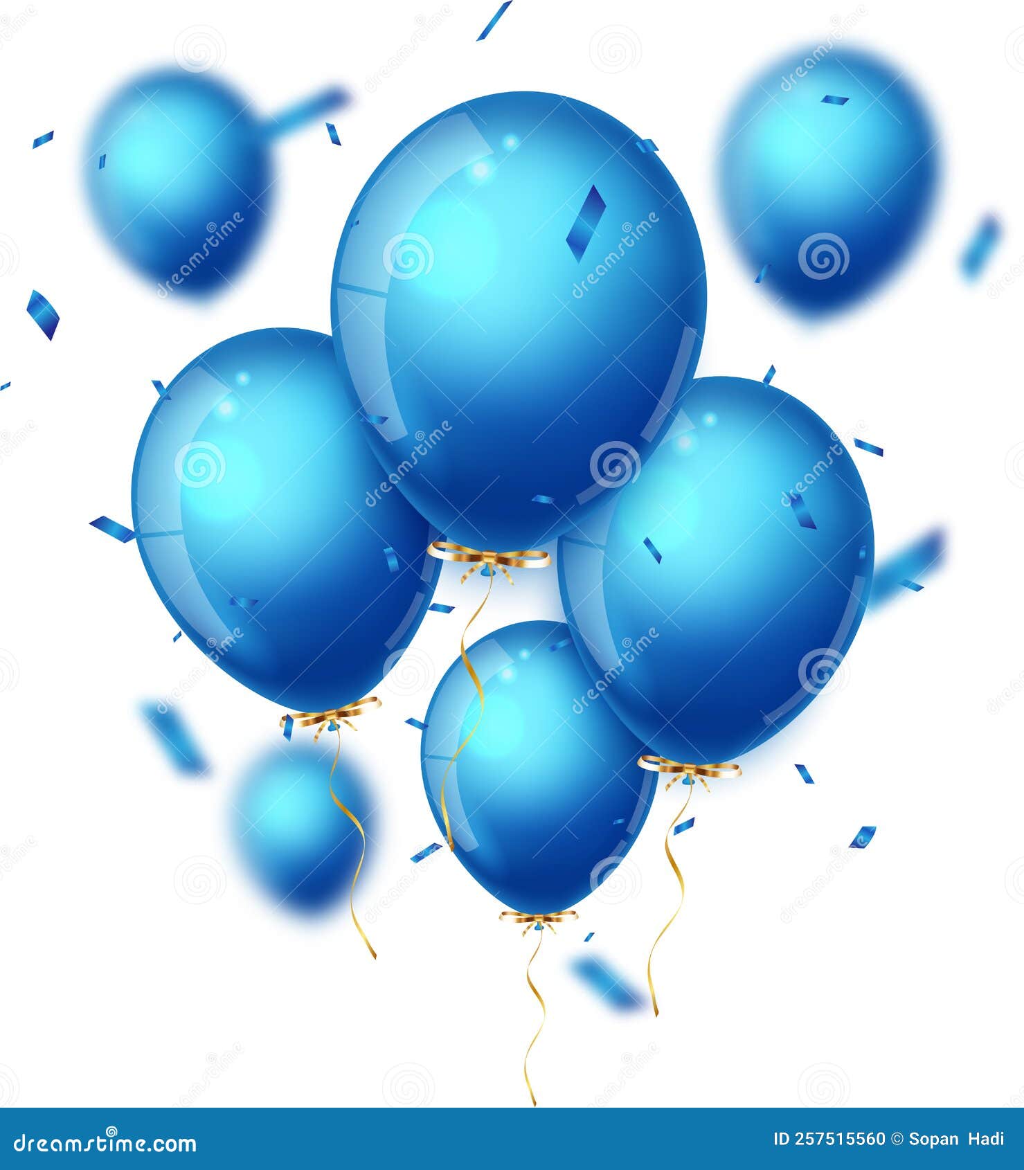 Birthday Celebrations Banner with Blue Balloons and Confetti Stock ...