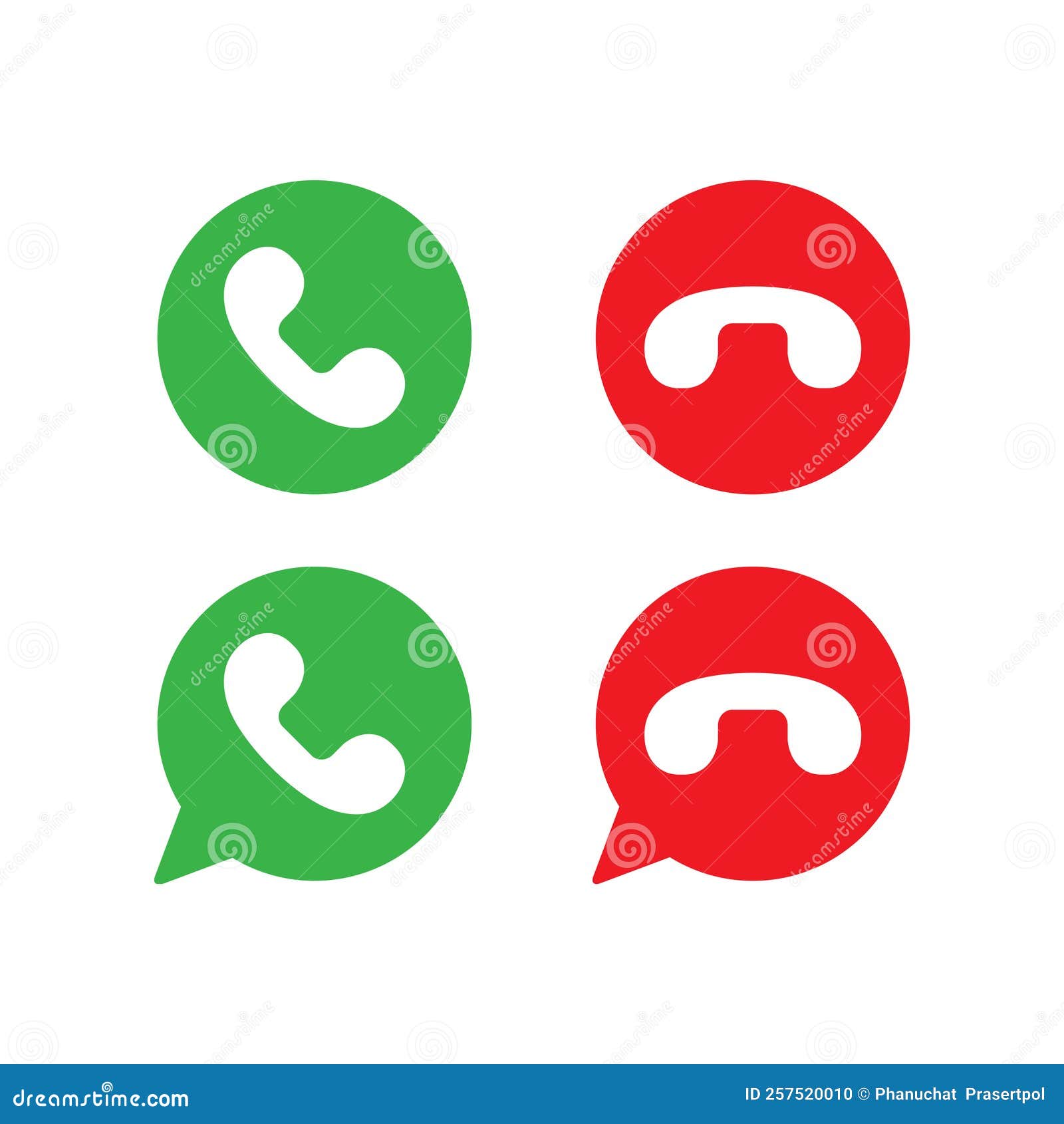 Accept and Decline Phone Icons. Answer and Reject Symbol Green and Red ...