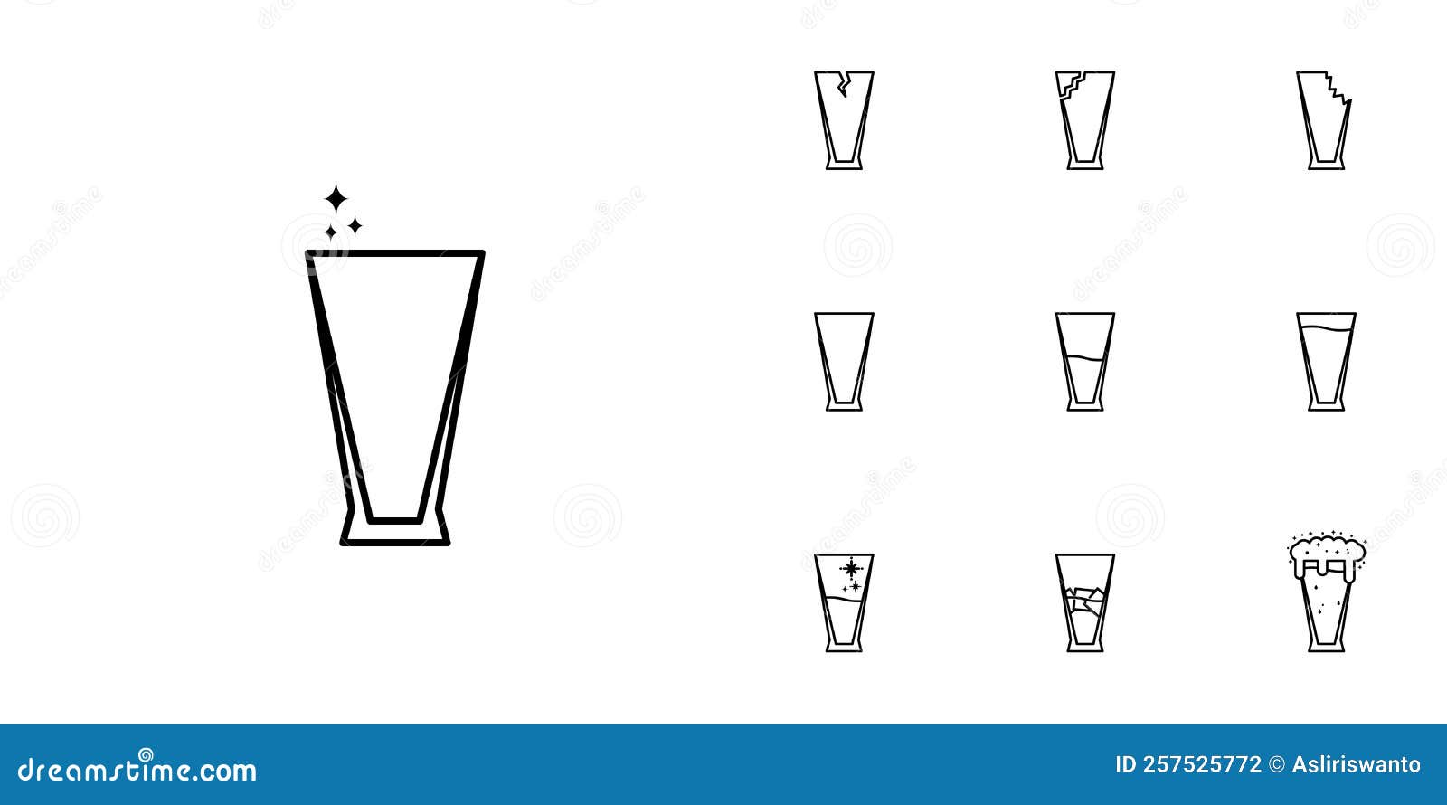 Soda, Foam, Champagne Drops Line And Silhouette Black Icon Set. Bubble ...