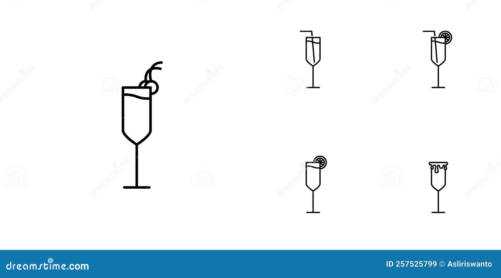 Five Sets of Flute Glass Line Icons. Simple, Line, Silhouette and Clean ...