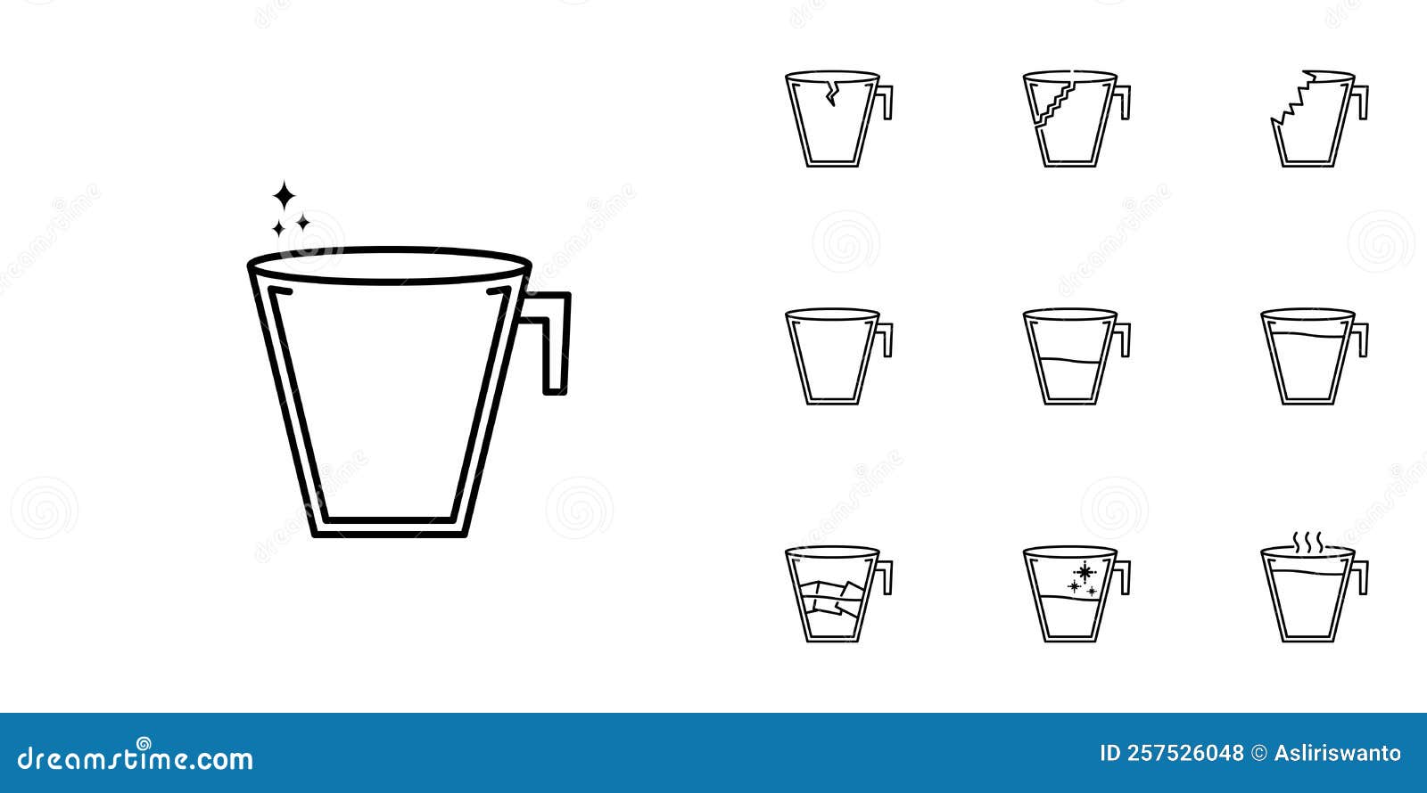 Ten Sets of Cup Glass Line Icons. Simple, Line, Silhouette and Clean ...