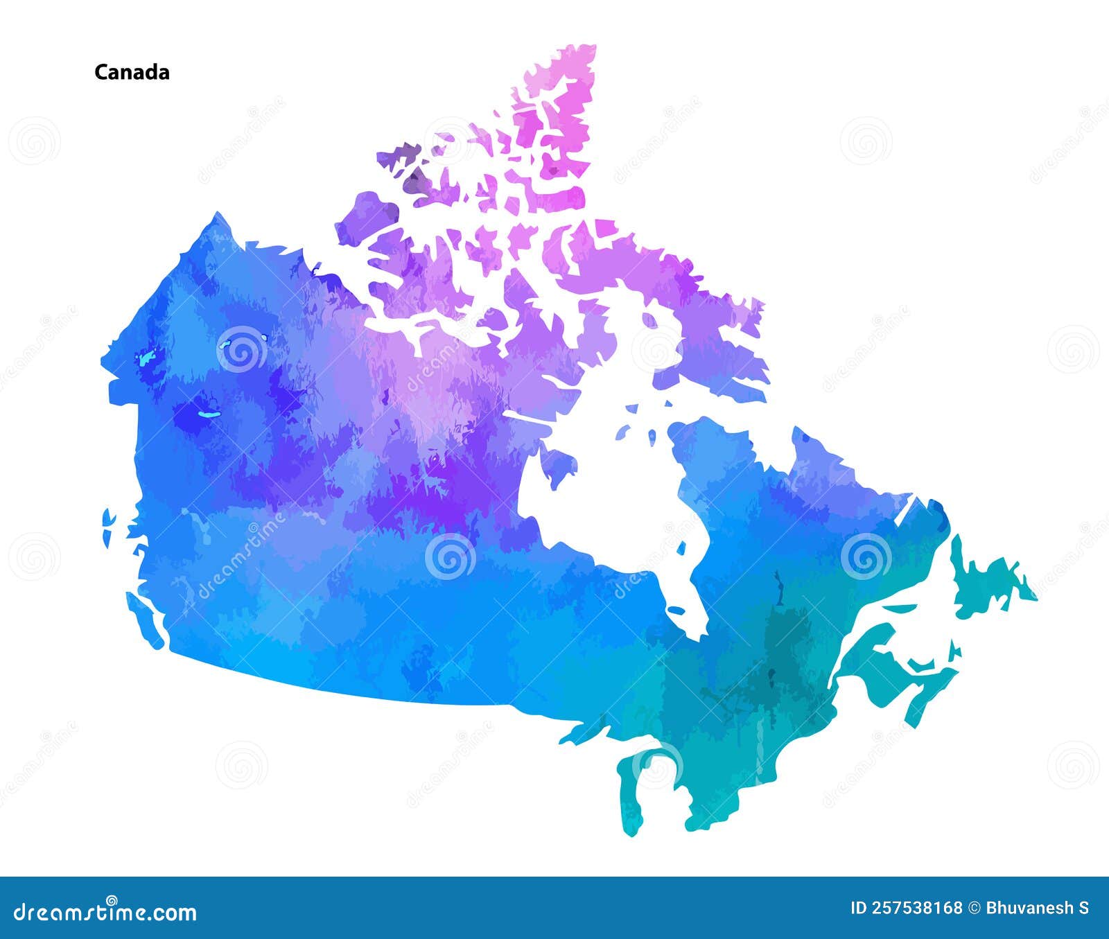 Colorful Watercolor Map Design of Country Canada Isolated on White ...