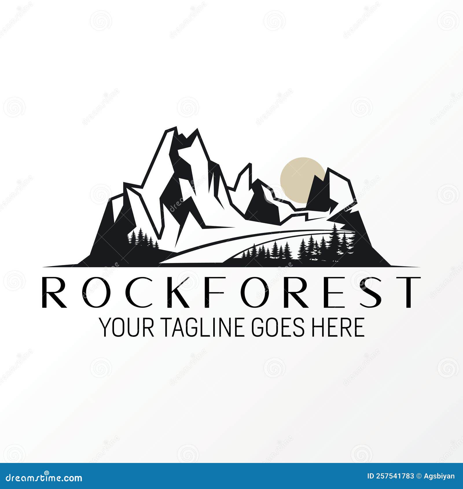 Unique but Simple Mountain with Forest and Sunrise Image Graphic Icon ...