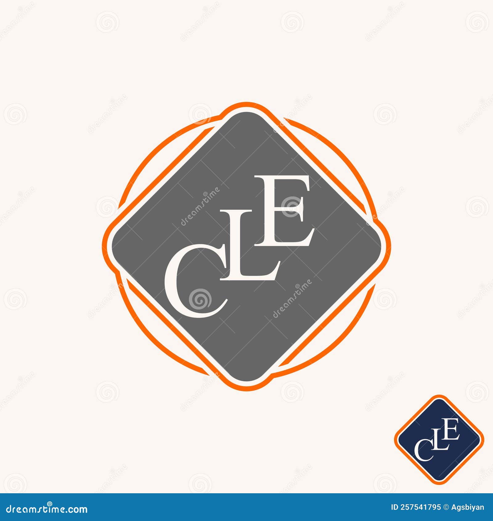 Simple And Unique Letter Or Word CLE Serif Font From Bottom To Top On ...