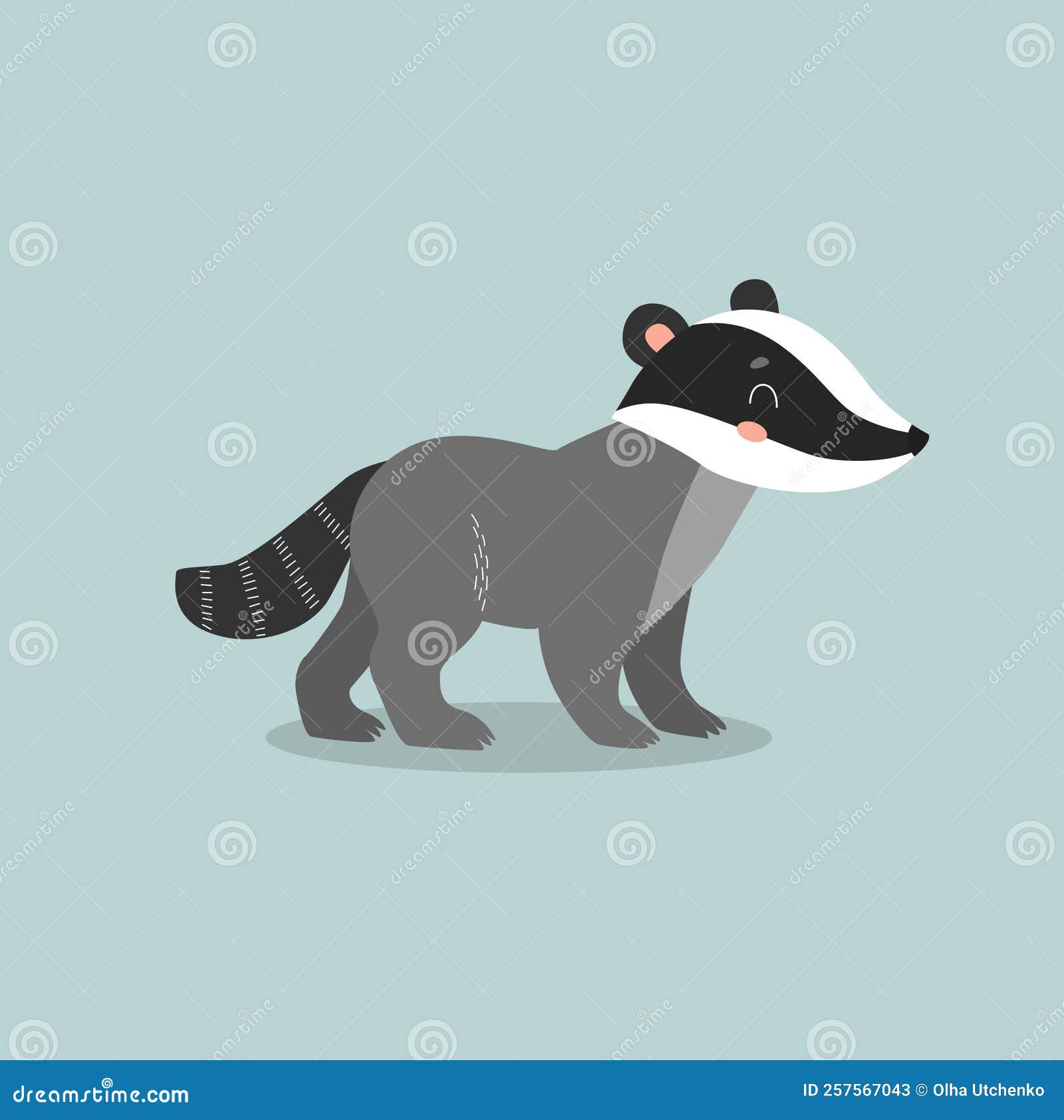Print. Cartoon Badger. Forest Animal. Cute Badger Stock Illustration ...