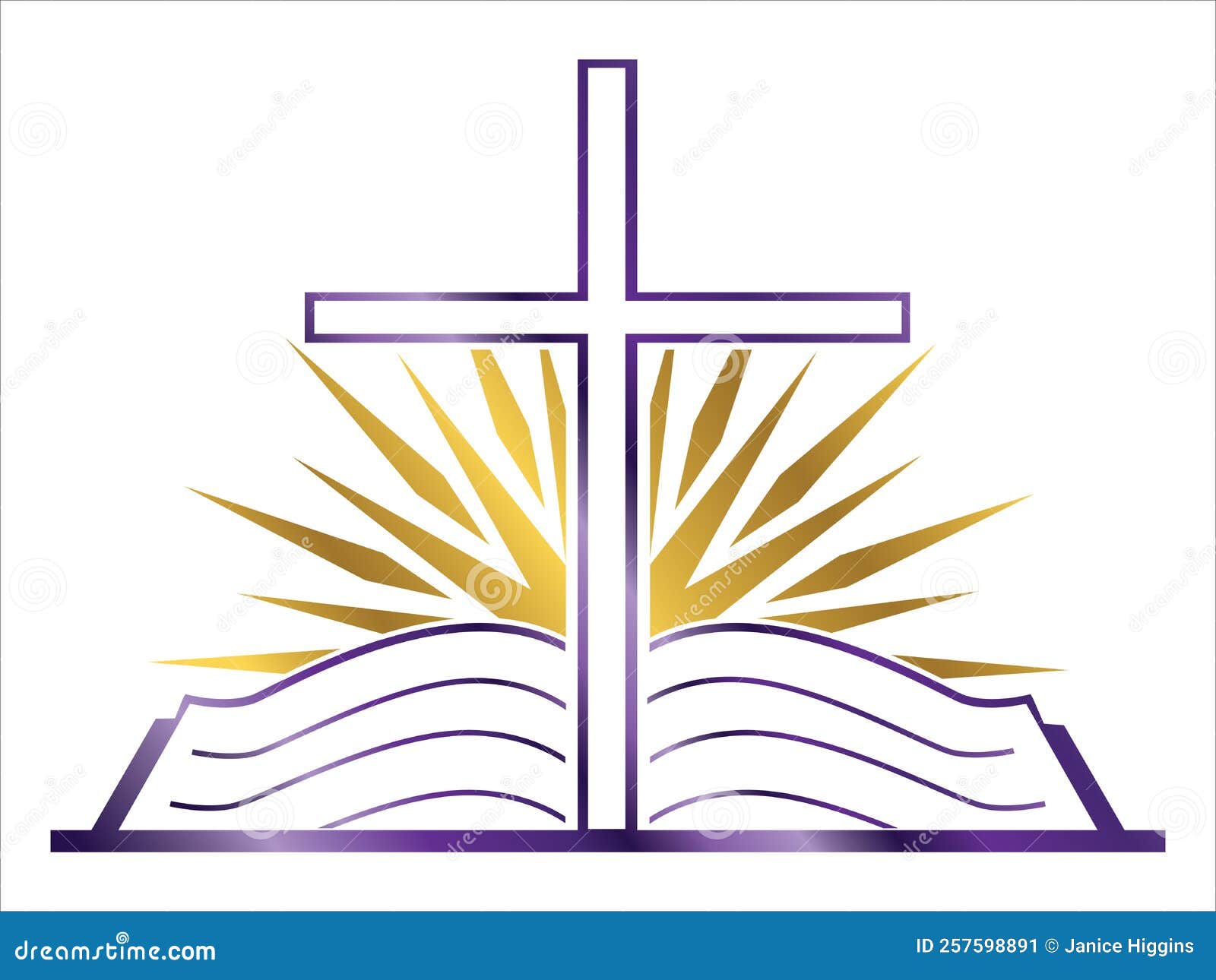 Bible and Cross Church Logo in Purple and Gold Colors Stock Vector ...