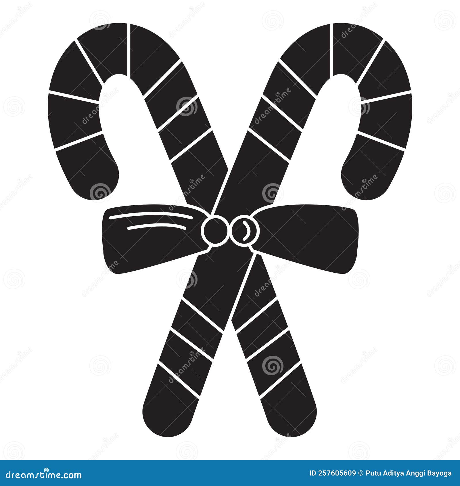 Cartoon Black Flat Candy Cane Stock Vector - Illustration of flat ...