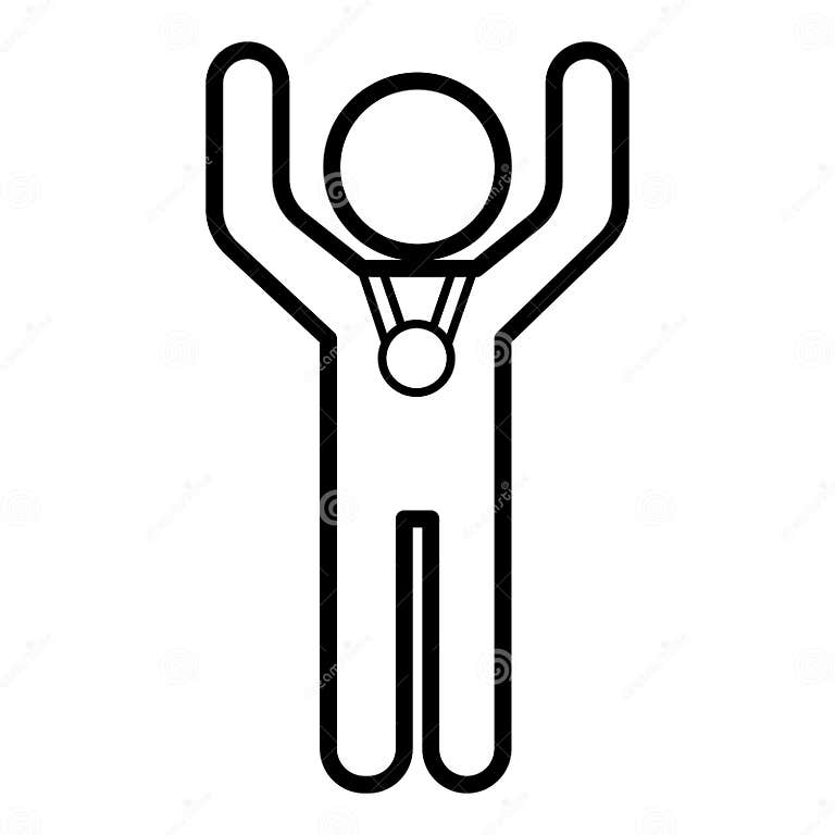 Cartoon stickman champion stock vector. Illustration of winner - 257650420