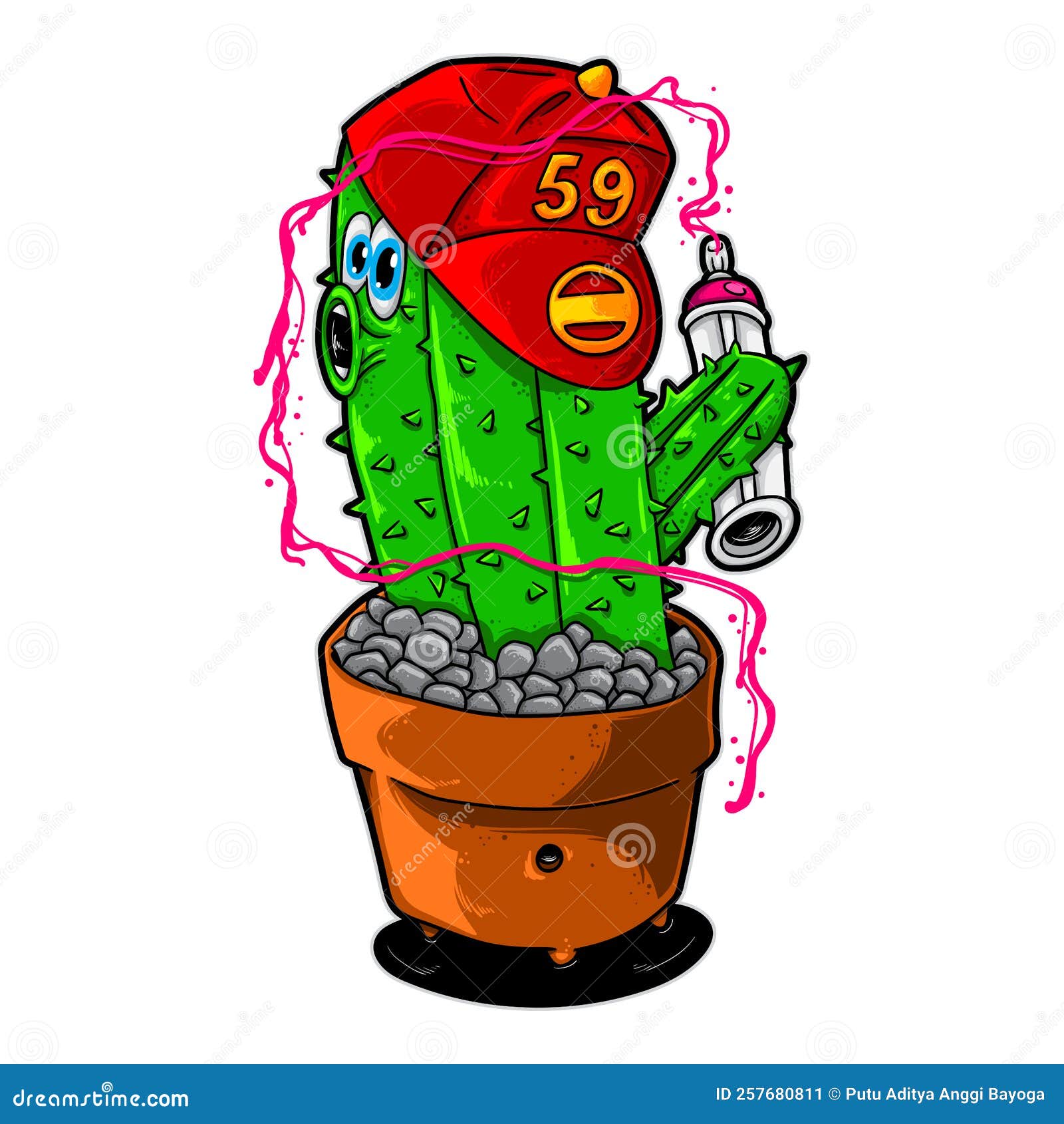 3D Vandal Cartoon Defacing A Wall Isolated On White Background Royalty ...