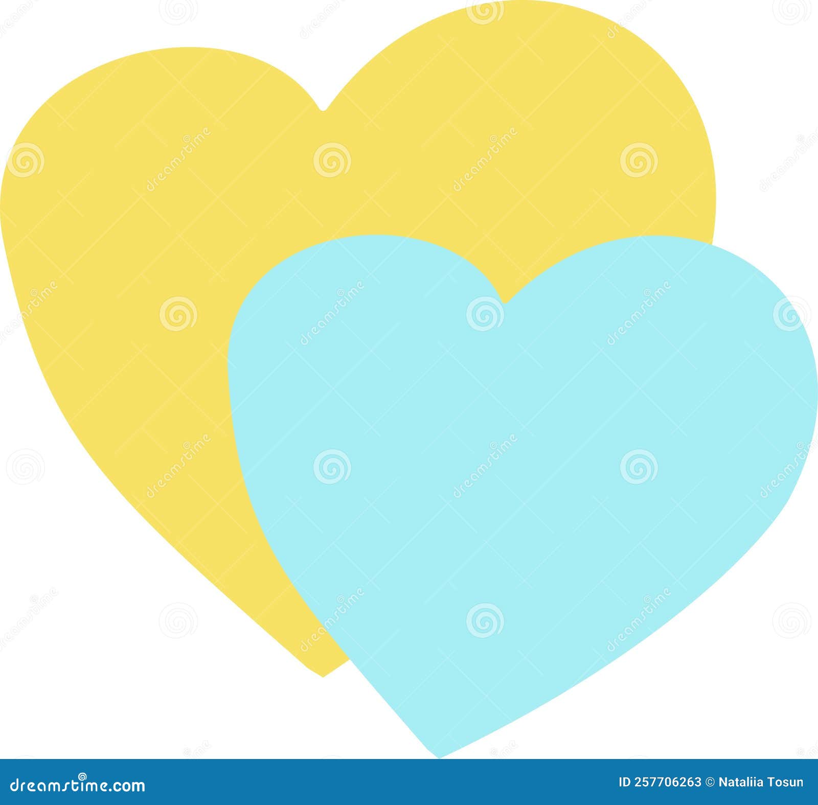 Print of Beautiful Hand Drawn Yellow and Blue Hearts. Vector ...