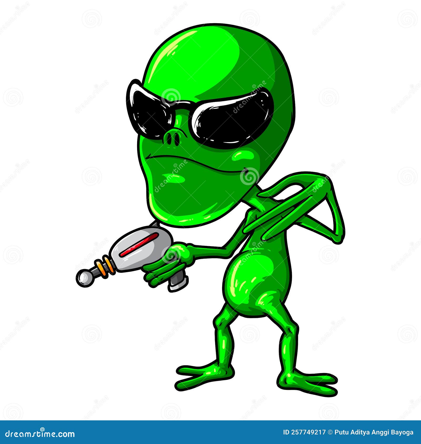 Cartoon alien gunner stock vector. Illustration of unique - 257749217