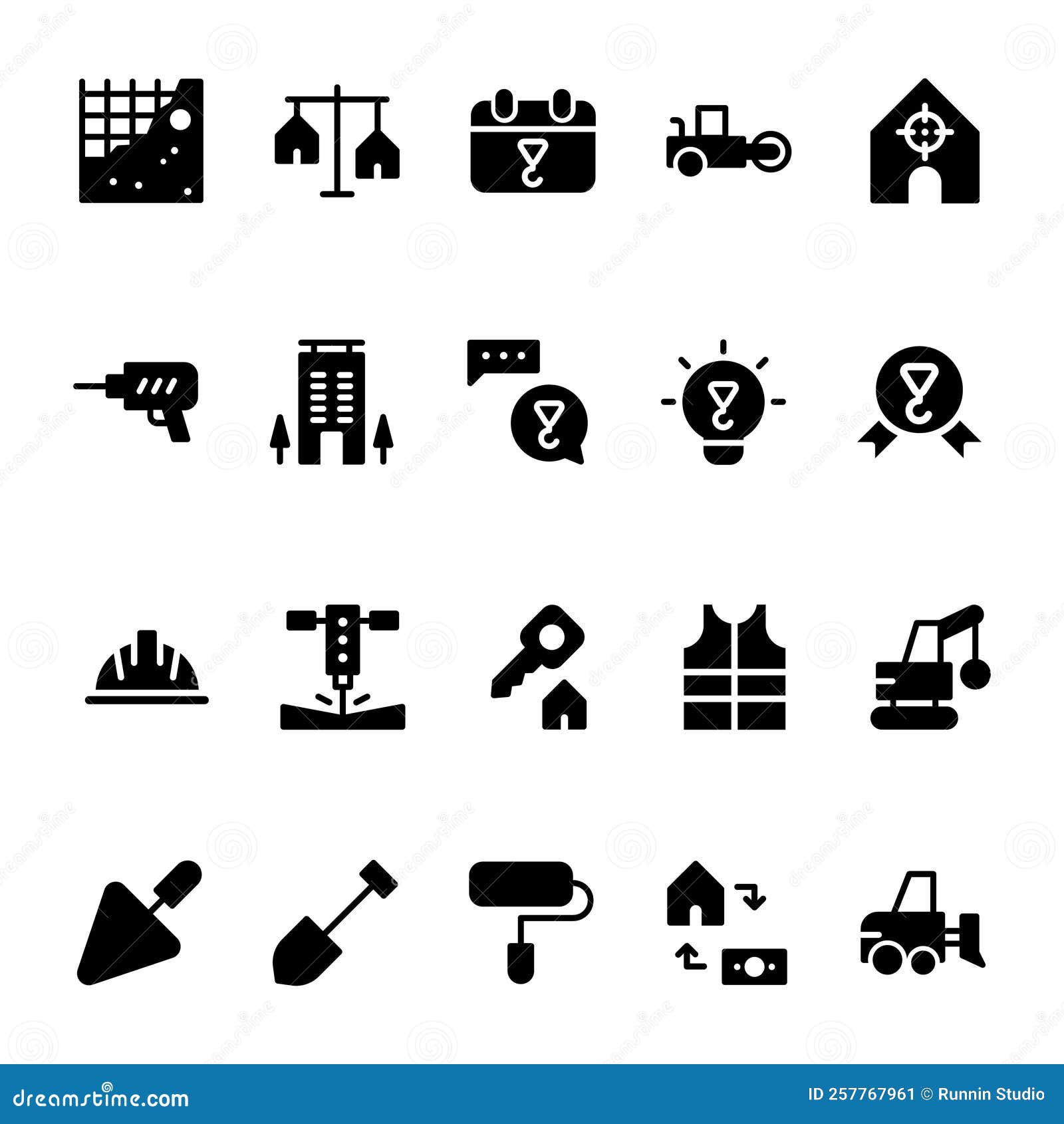 Set of Icon Construction Business with Glyph Style Stock Vector ...