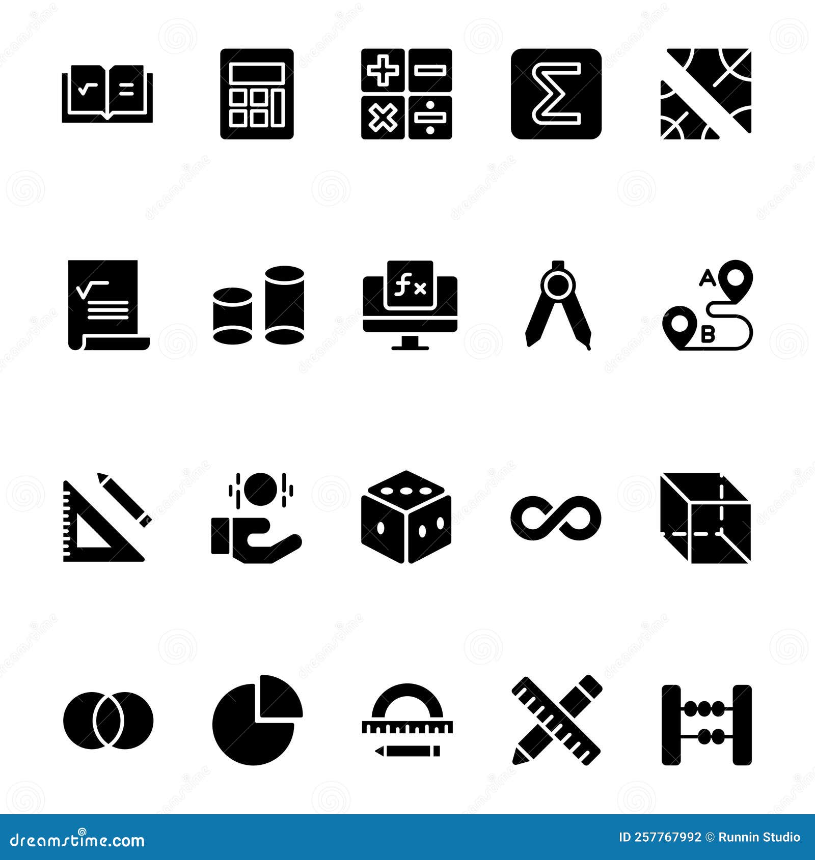 Set of Icon Math with Glyph Style Stock Vector - Illustration of figure ...